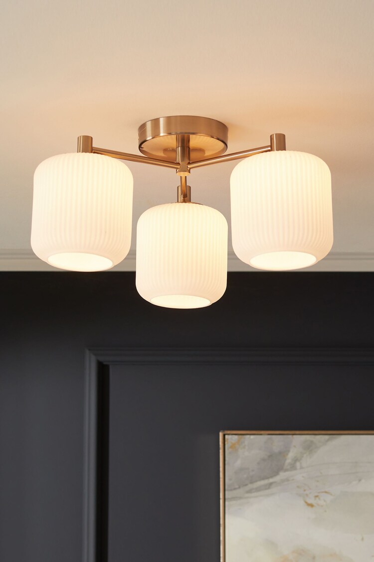 Buy Brass Ryker 3 Light Flush Ceiling Light Fitting from the Next UK ...
