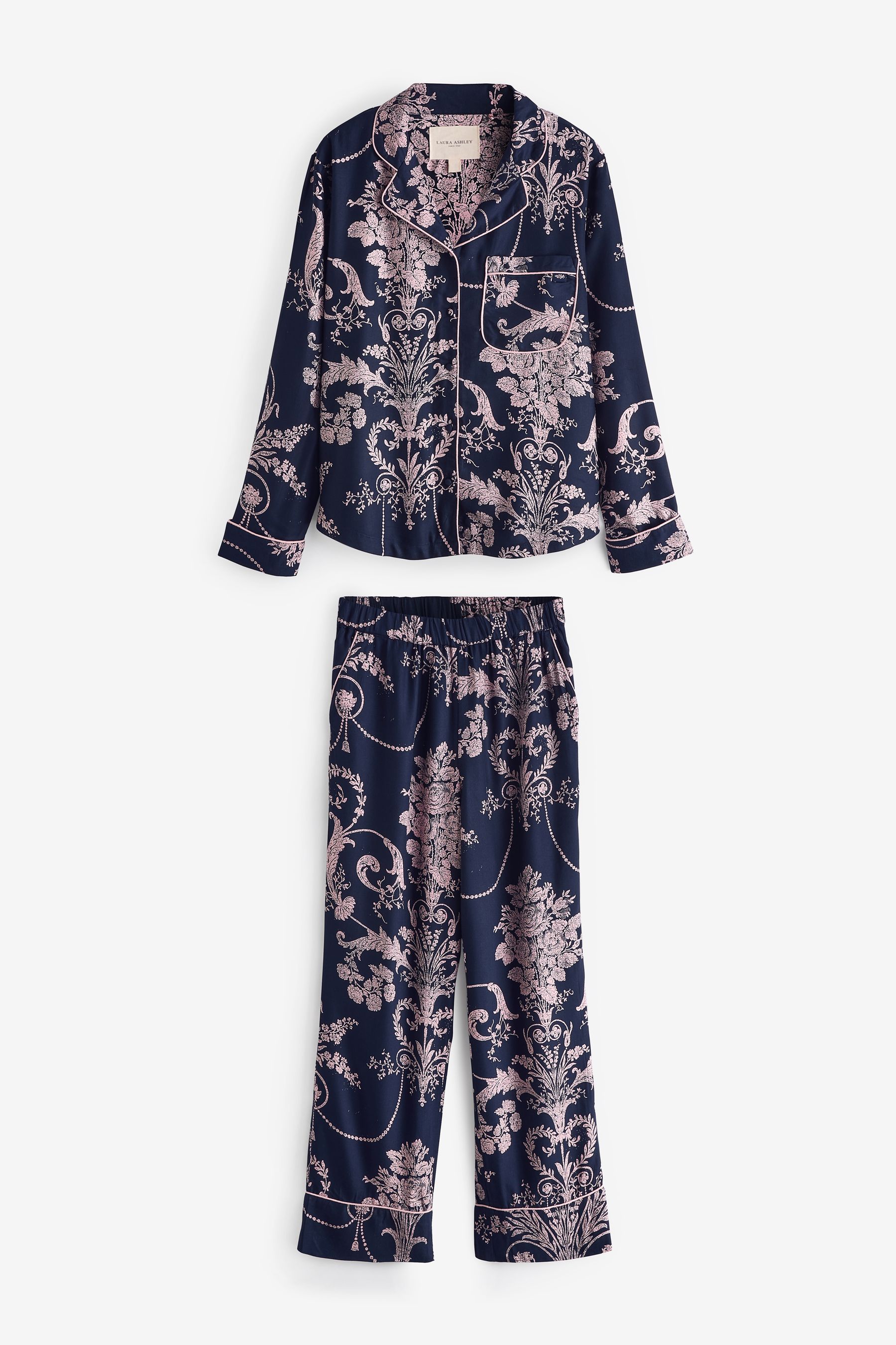 Buy Laura Ashley Navy/Pink Button Through Pyjamas Set from the Next UK ...
