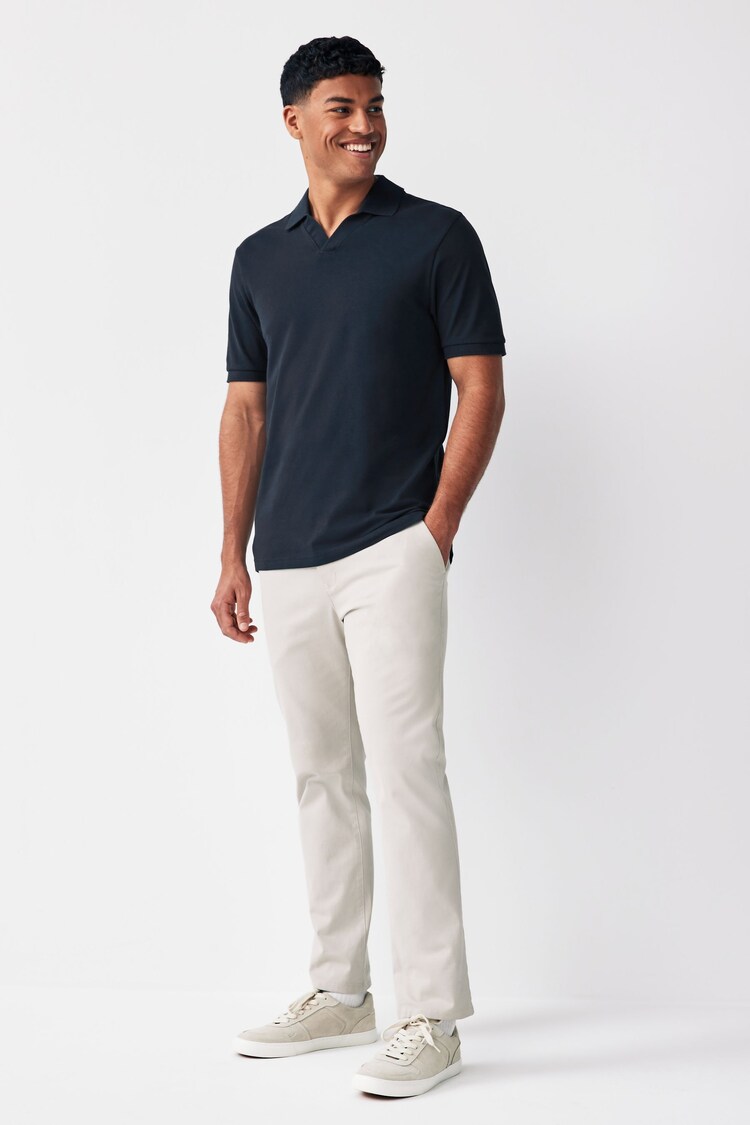 Buy Navy Blue Short Sleeve Cuban Collar Pique Polo Shirt from the Next ...