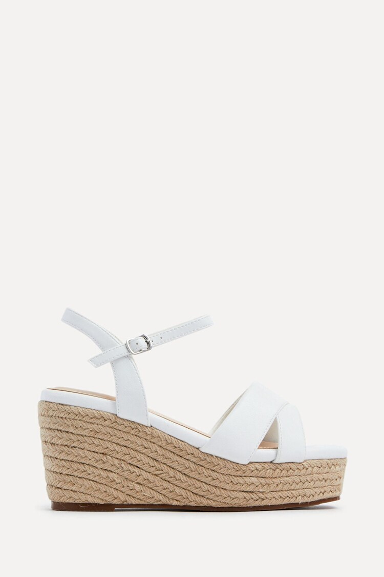 Buy Linzi White Wide Fit Desert Rope Epadrilles Platform Wedges from ...