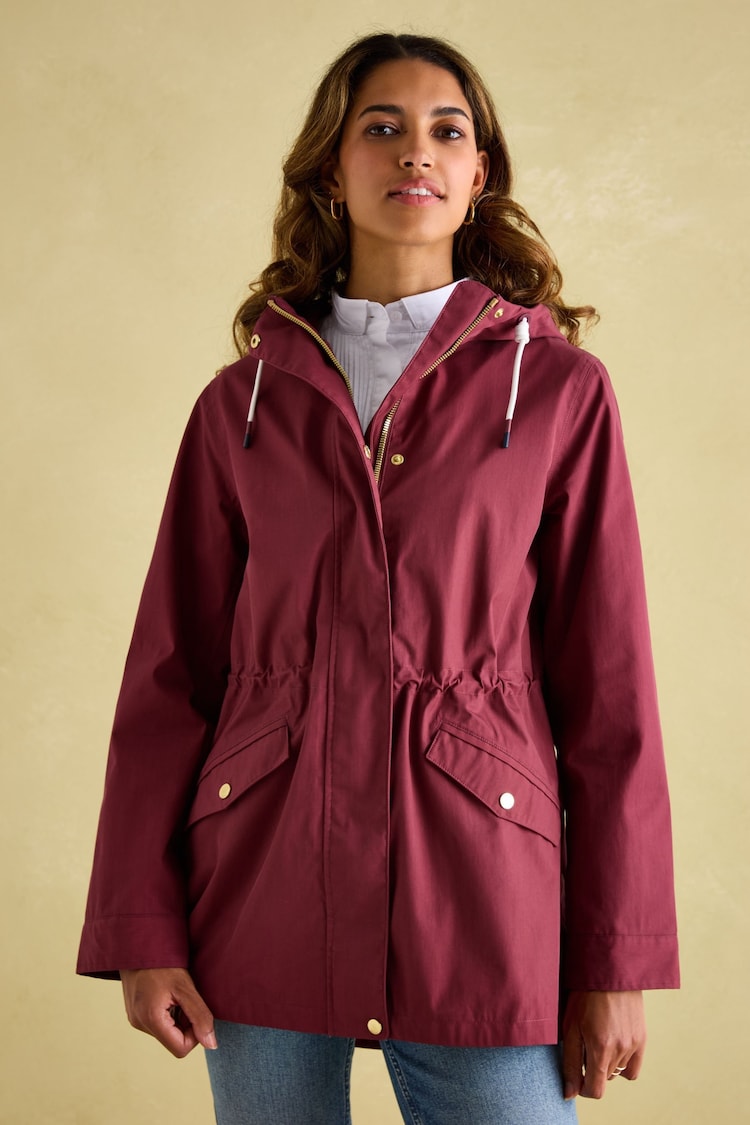 Buy Joules Portwell Burgundy Waterproof Raincoat With Hood from the ...