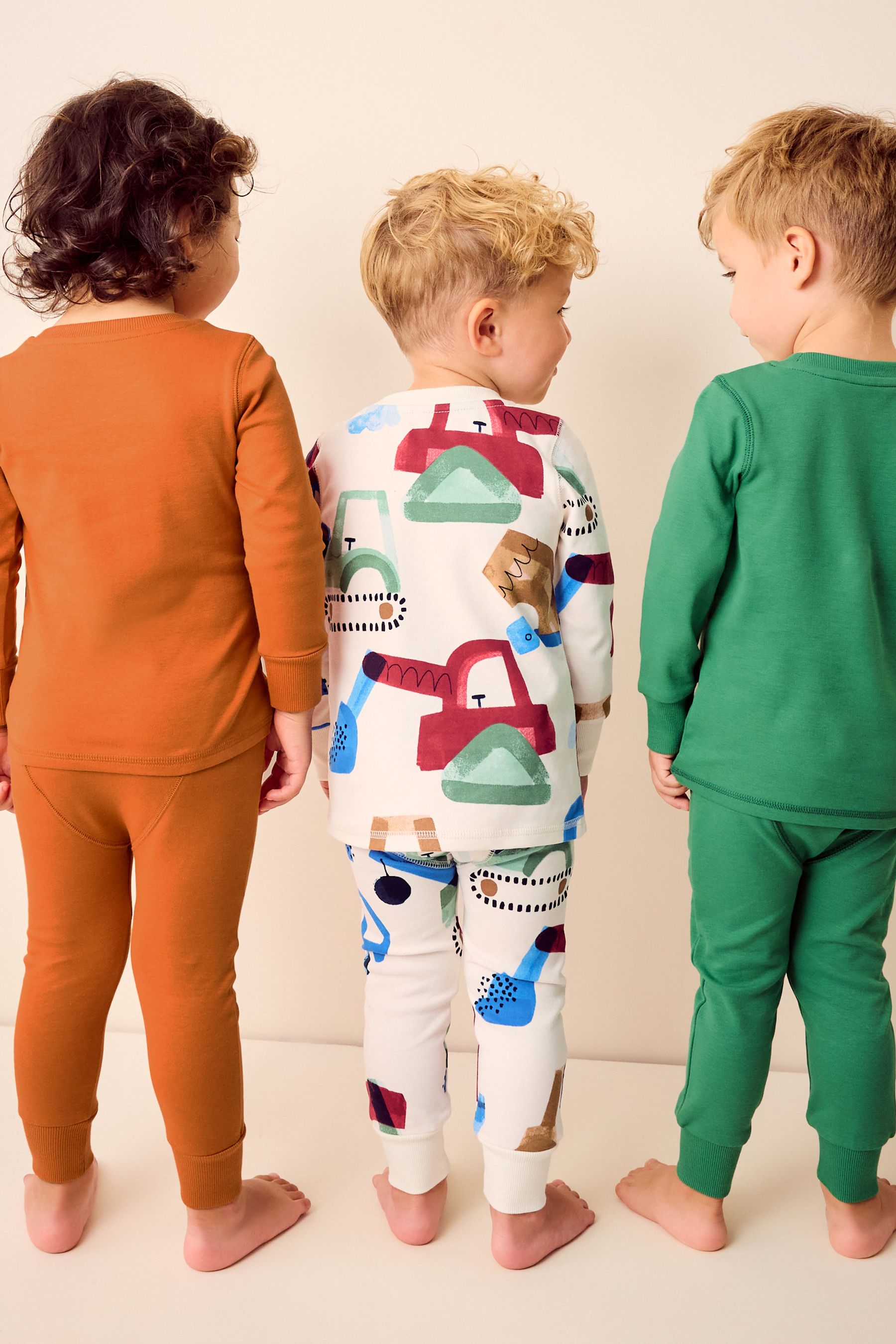 Buy Green/Orange Transport Snuggle 100% Cotton Pyjamas 3 Pack (9mths ...