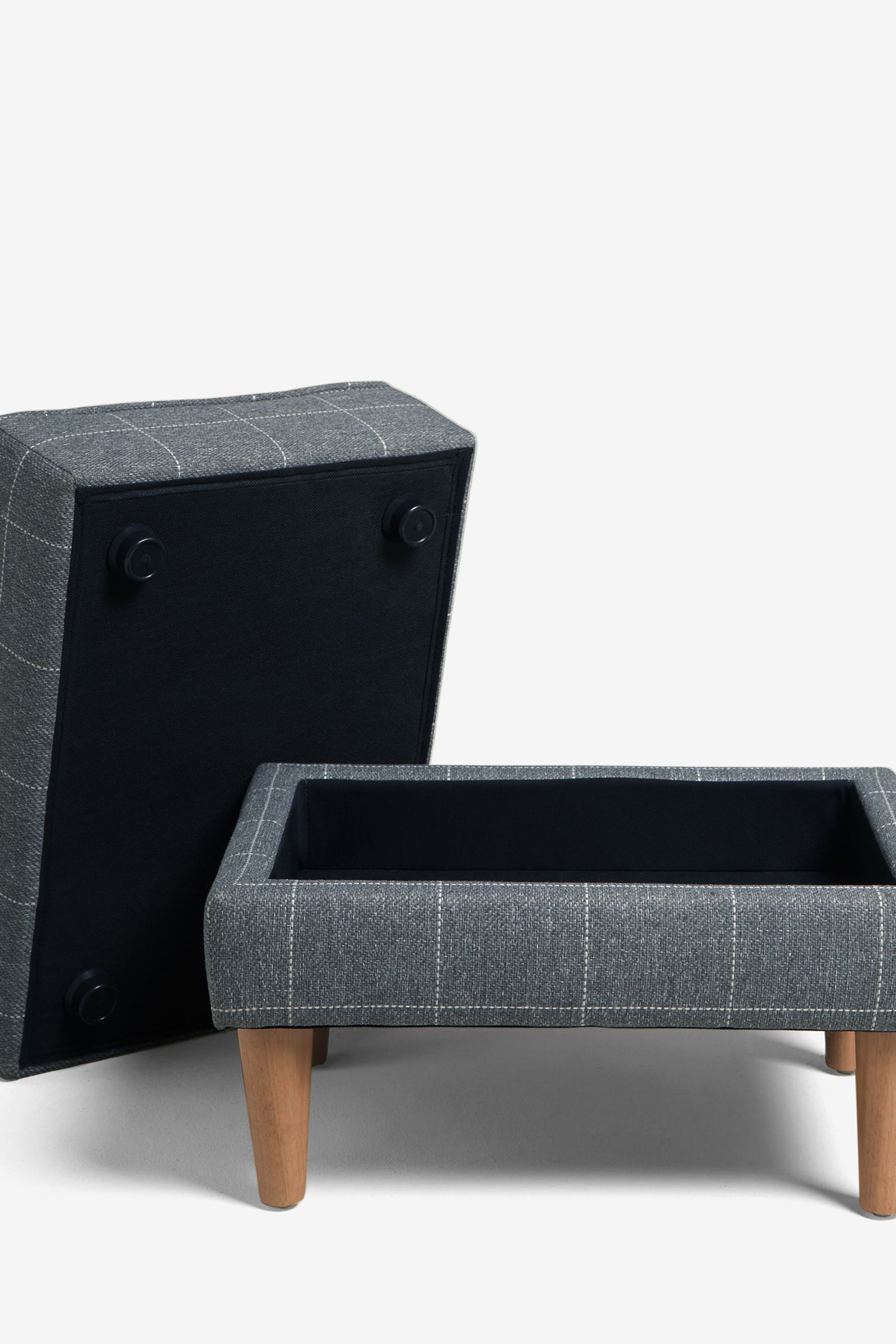 Buy Tweedy Check Lawson Mid Grey Sherlock Storage Footstool from the ...