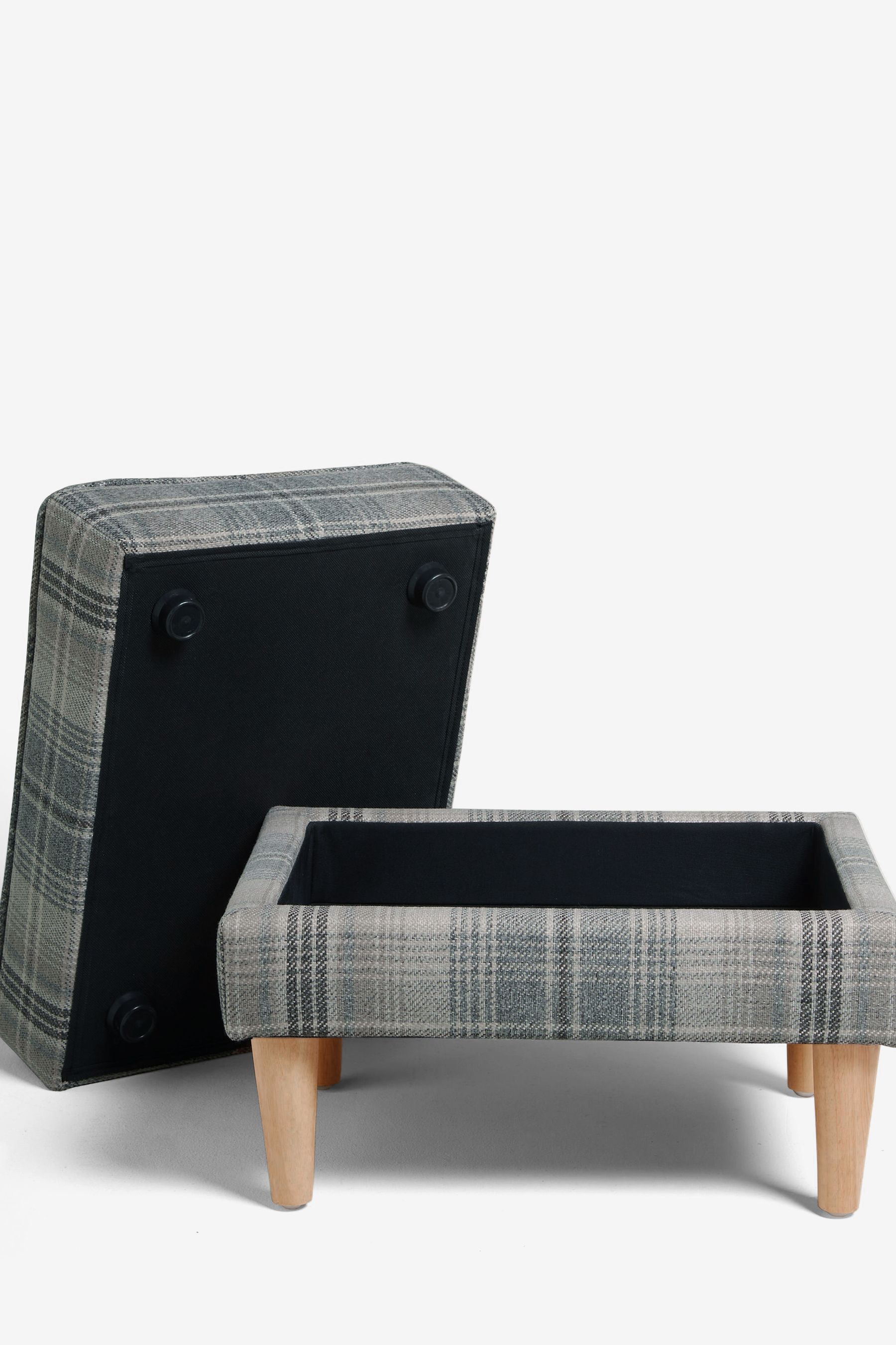 Buy Versatile Check Nevis Grey Sherlock Storage Footstool from the Next ...