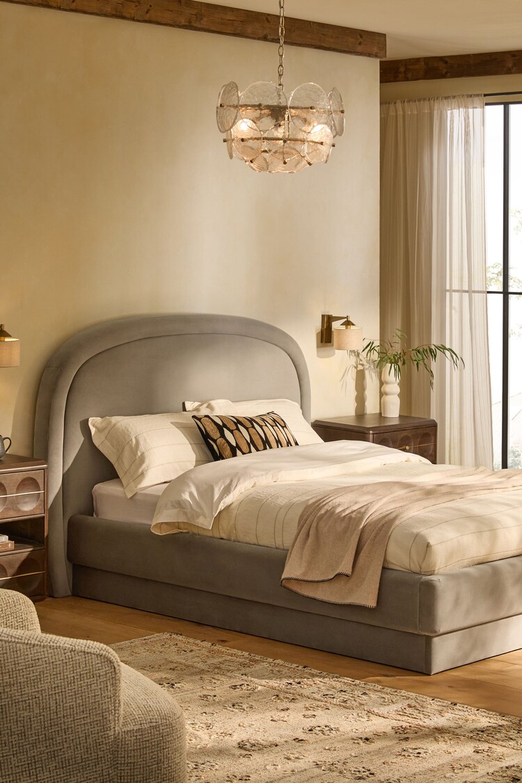 Buy Soft Velvet Mink Brown Arlo Upholstered Ottoman Storage Bed Frame ...