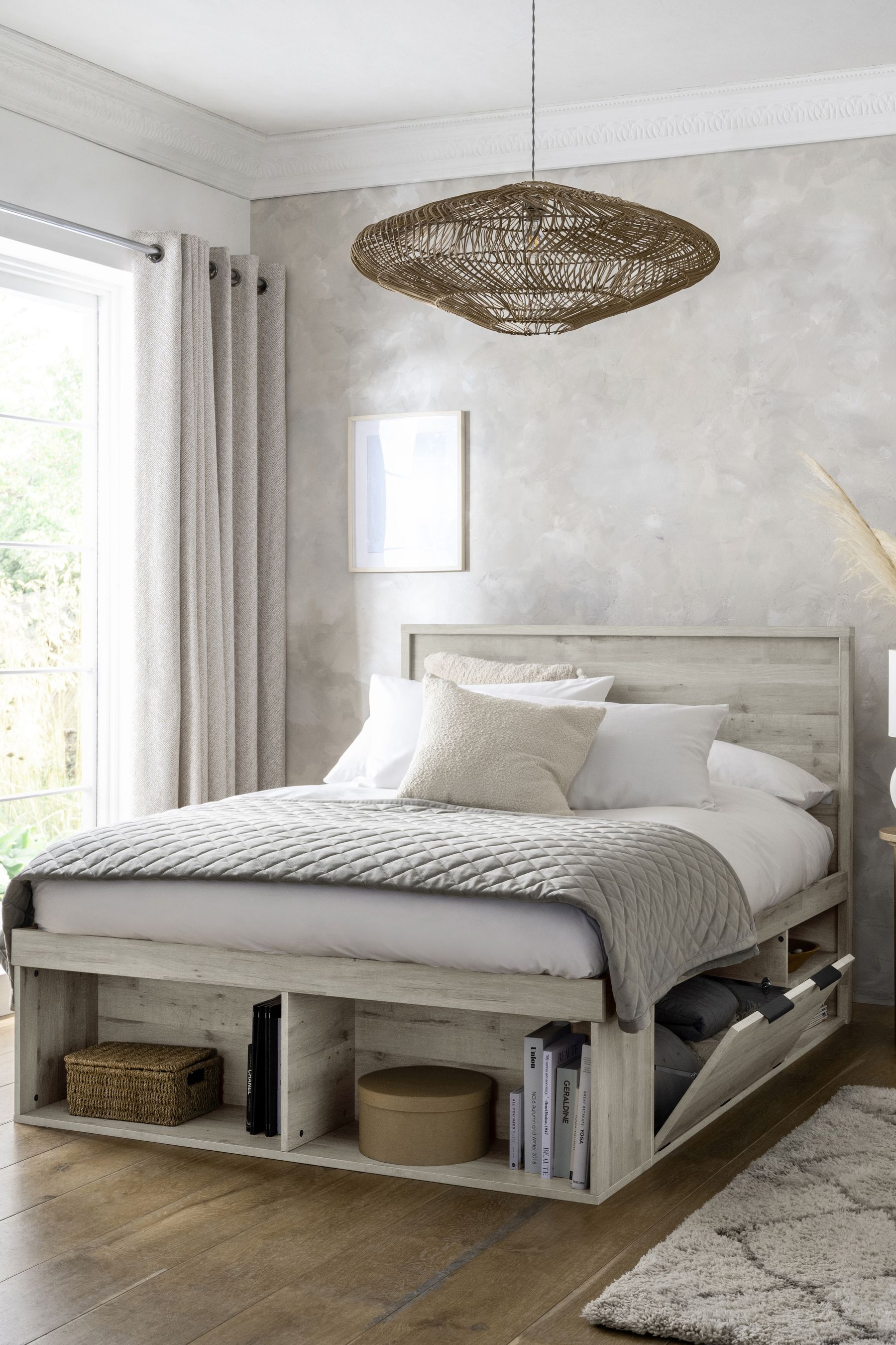 Buy Grey Oak Effect Bronx Platform Bed Frame with Storage from the Next ...