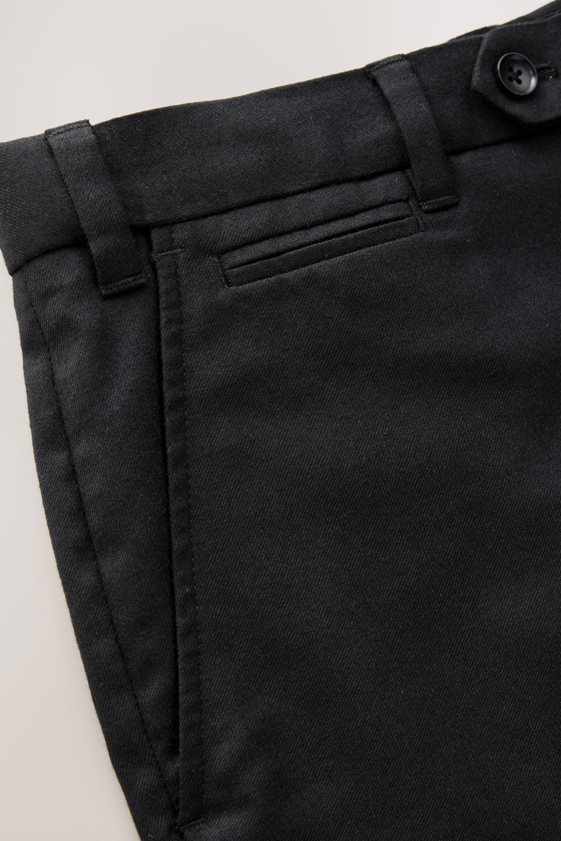 Buy Black Regular Fit Signature 100% Wool Trousers With Motion Flex ...