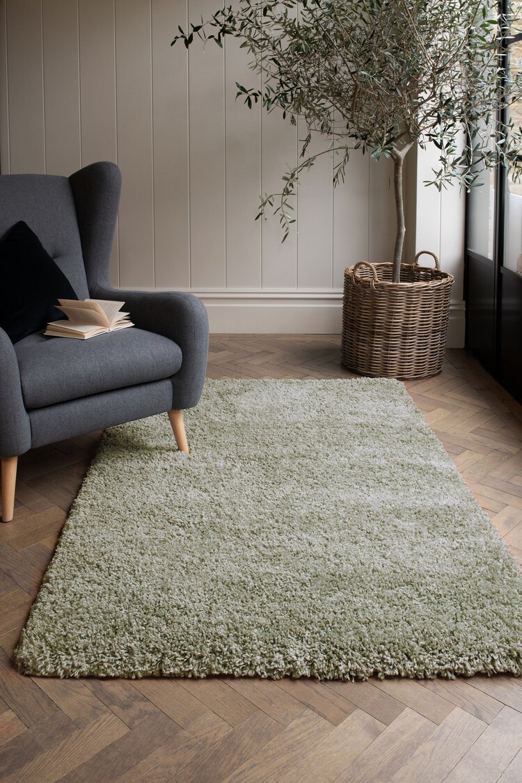 Buy Sage Green Premium Cosy Shaggy Rug from the Next UK online shop