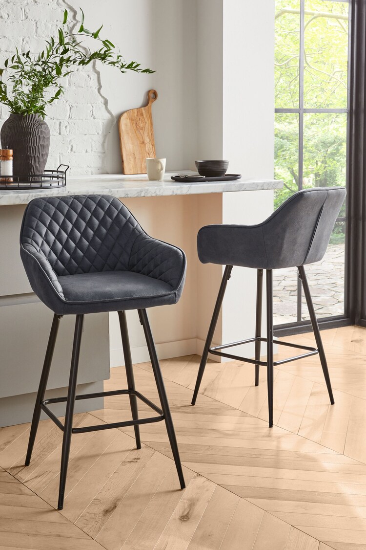 Buy Monza Faux Leather Dark Grey Hamilton Fixed Height Quilted Kitchen ...