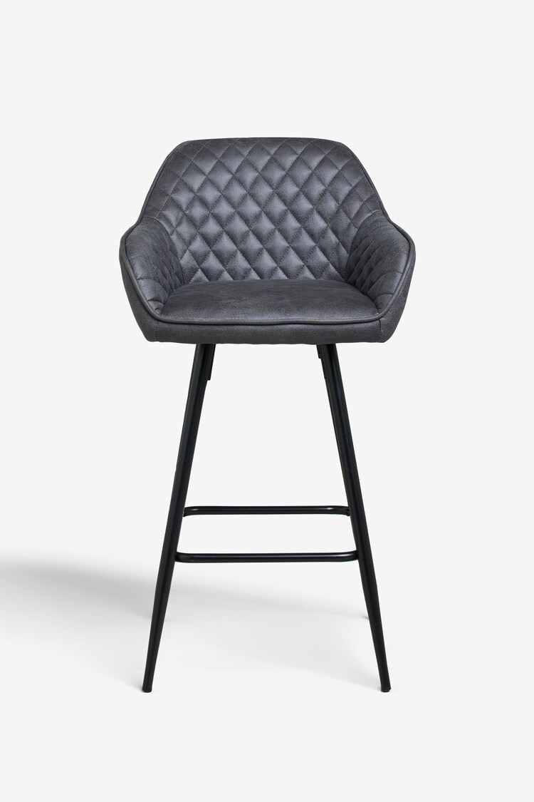 Buy Monza Faux Leather Dark Grey Hamilton Quilted Kitchen Bar Stool ...