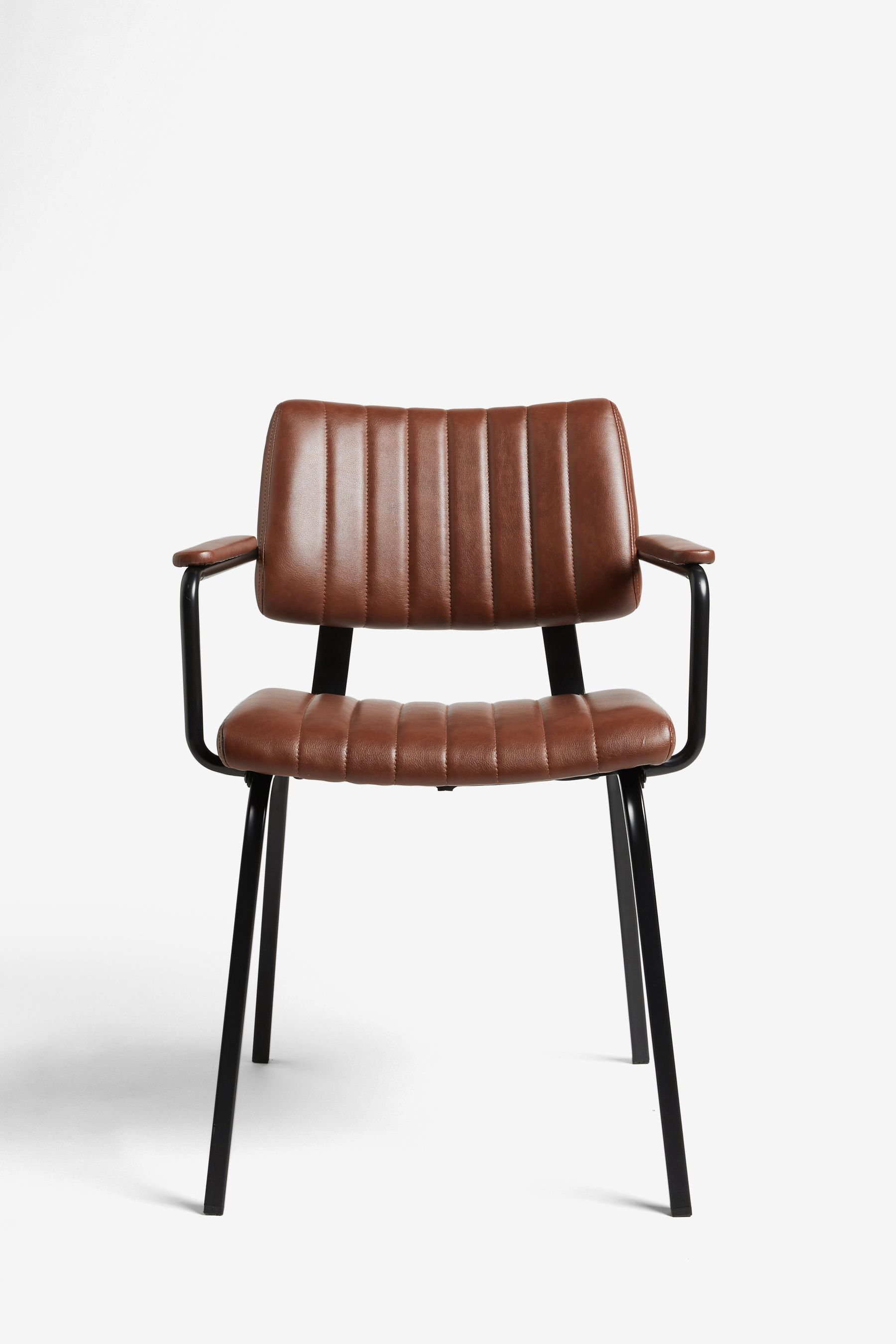Buy Set of 2 Faux Leather Tan Brown Aiden Black Leg Dining Chairs from ...