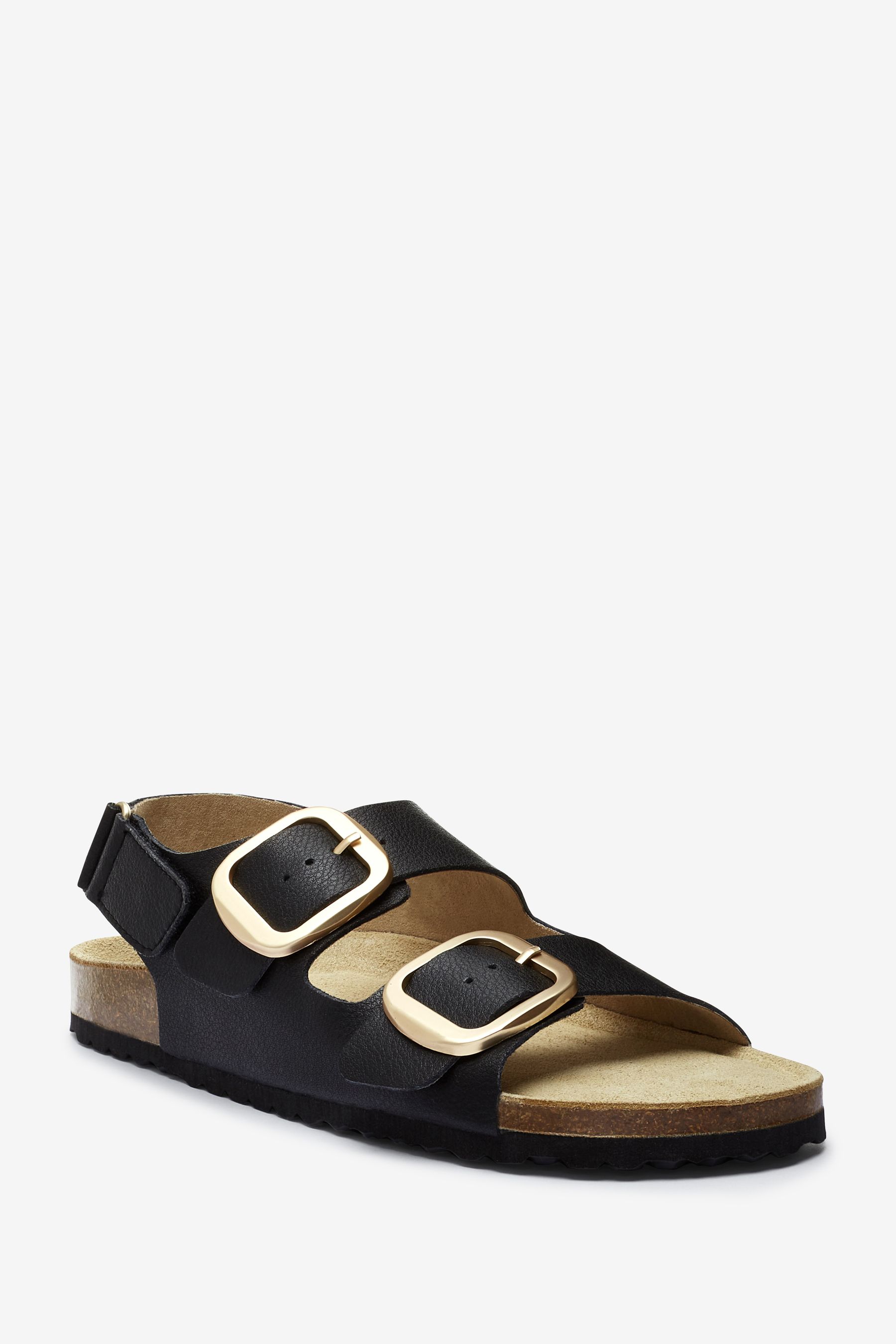 Buy Black Back Strap Leather Footbed Sandals from the Next UK online shop