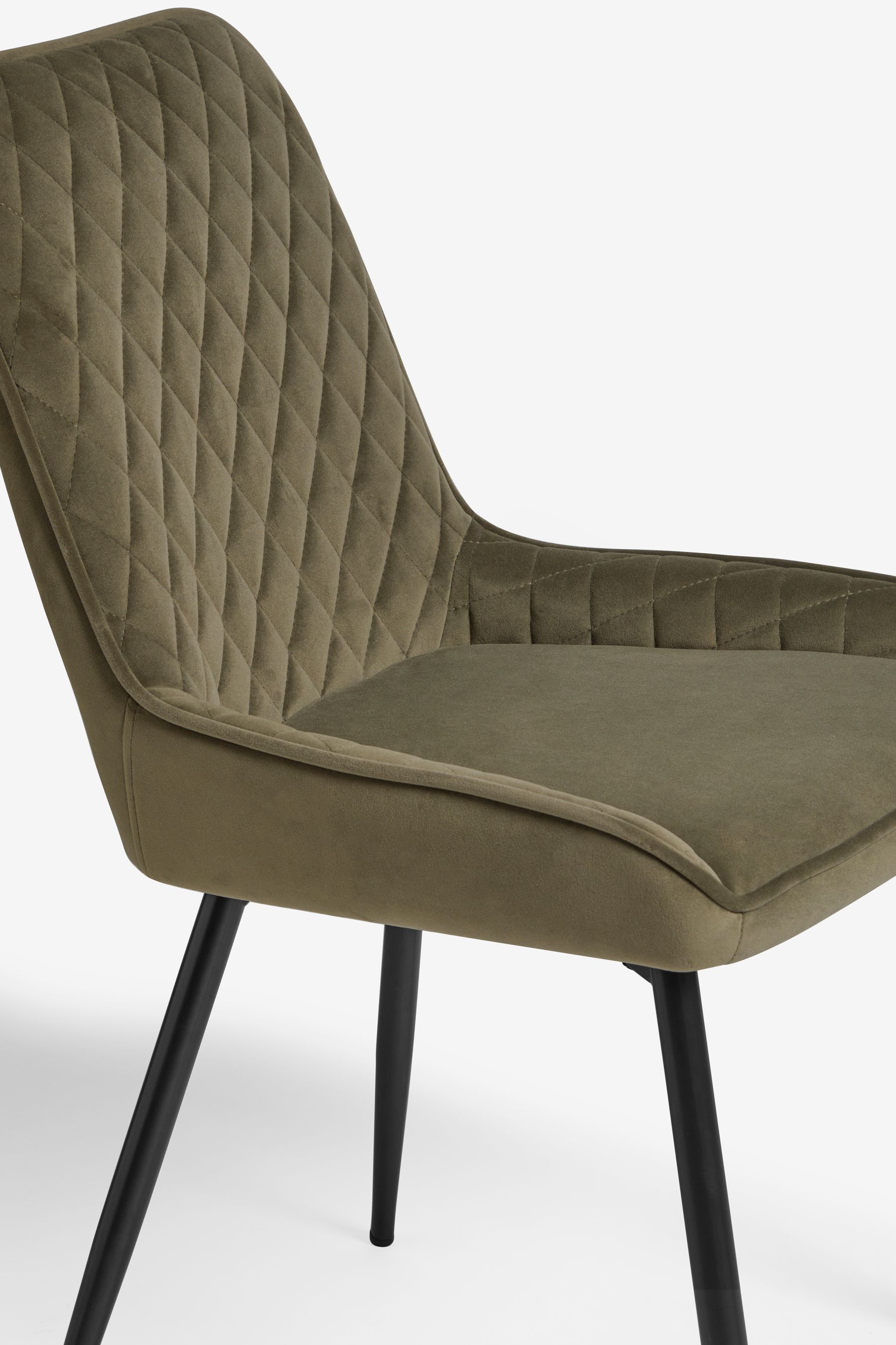 Buy Set of 2 Soft Velvet Dark Sage Green Hamilton Black Leg Quilted ...