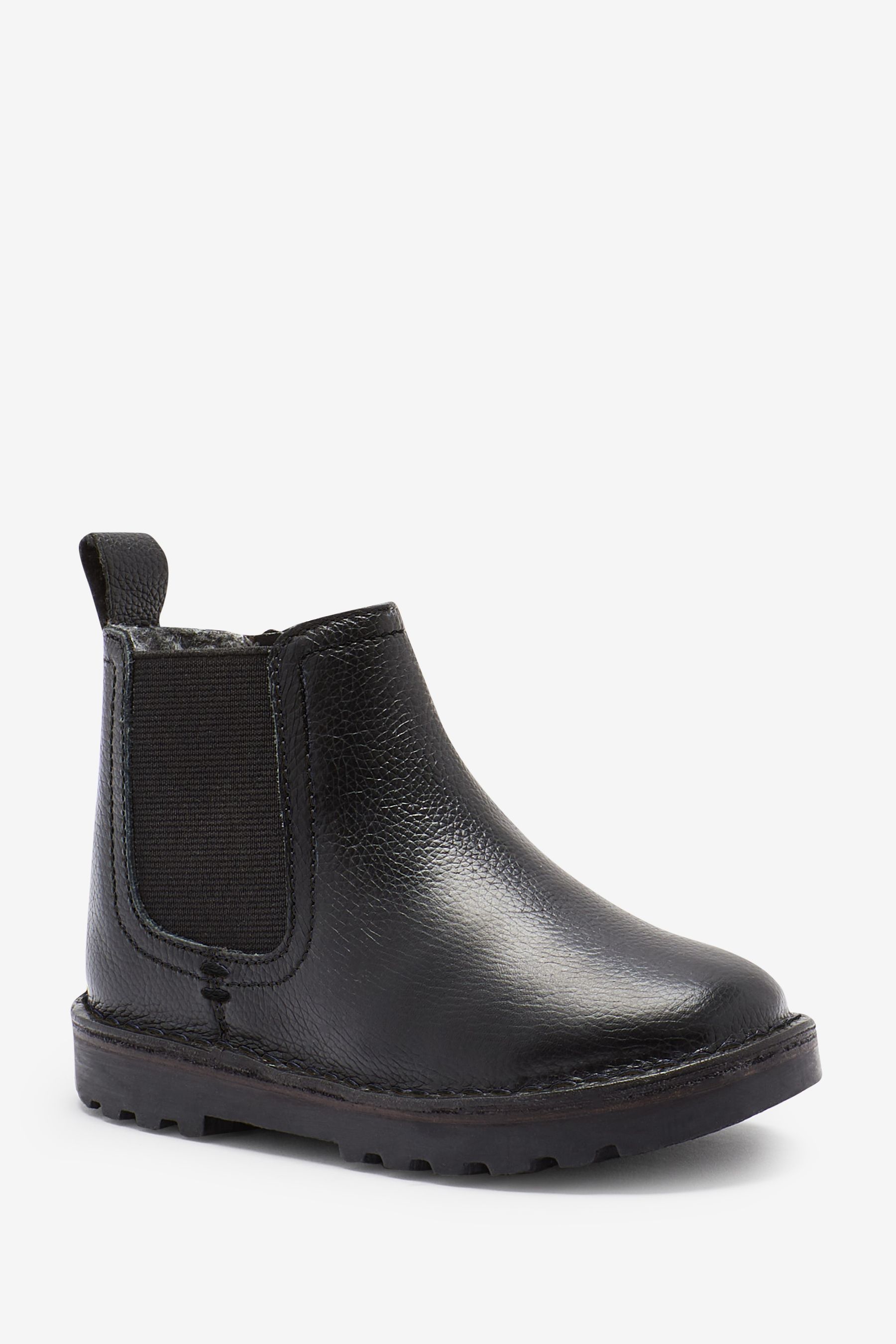Buy Black Standard Fit (F) Warm Lined Leather Chelsea Boots from the ...