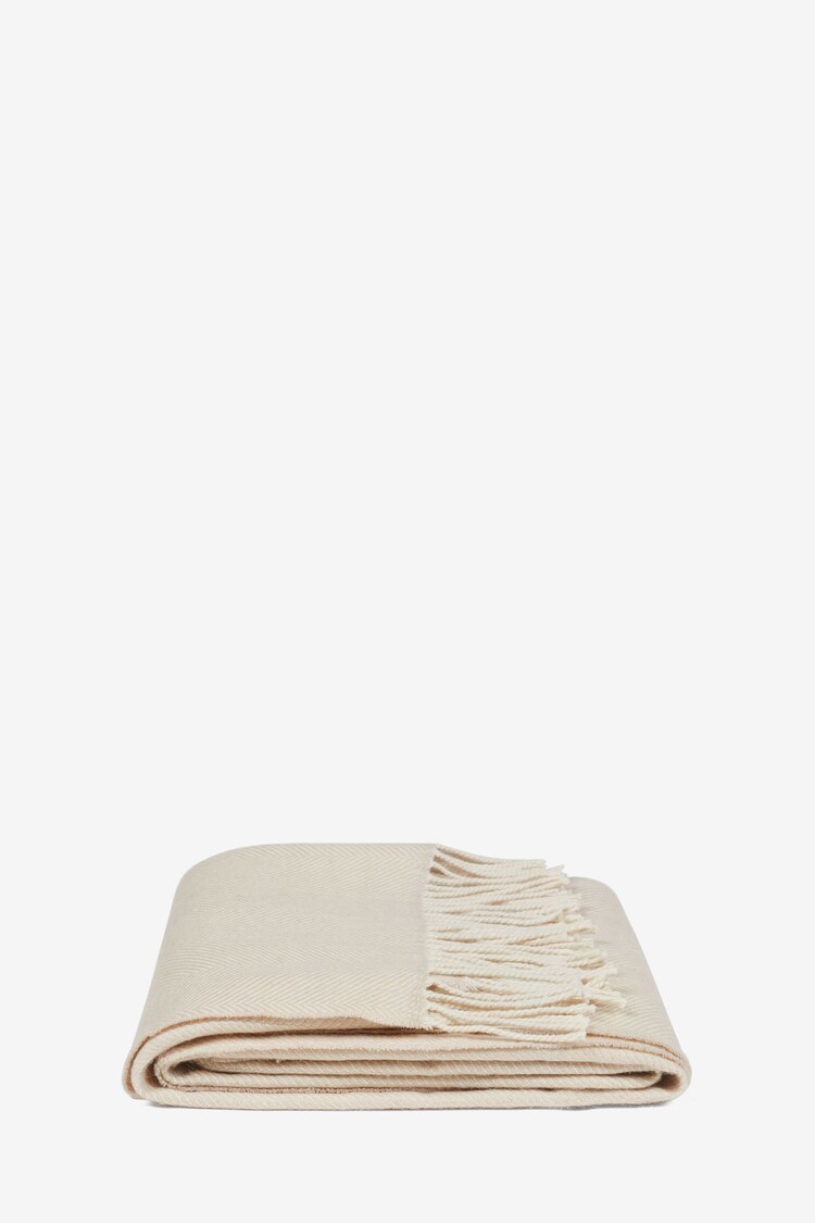 Buy Jasper Conran London Cream Lambswool Herringbone Throw from the ...