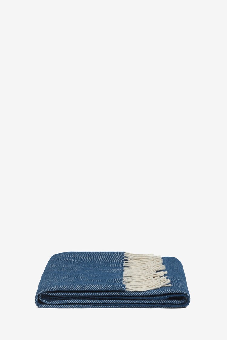 Buy Jasper Conran London Blue Lambswool Herringbone Throw from the Next ...