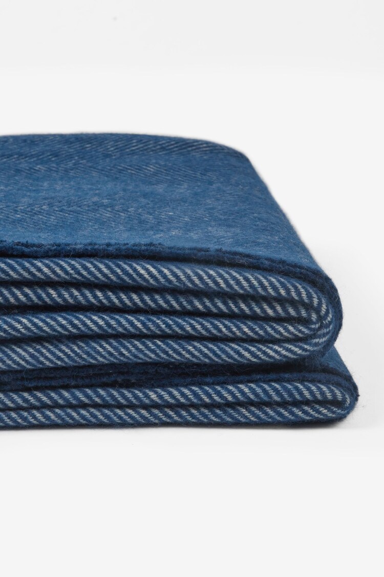 Buy Jasper Conran London Blue Lambswool Herringbone Throw from the Next ...