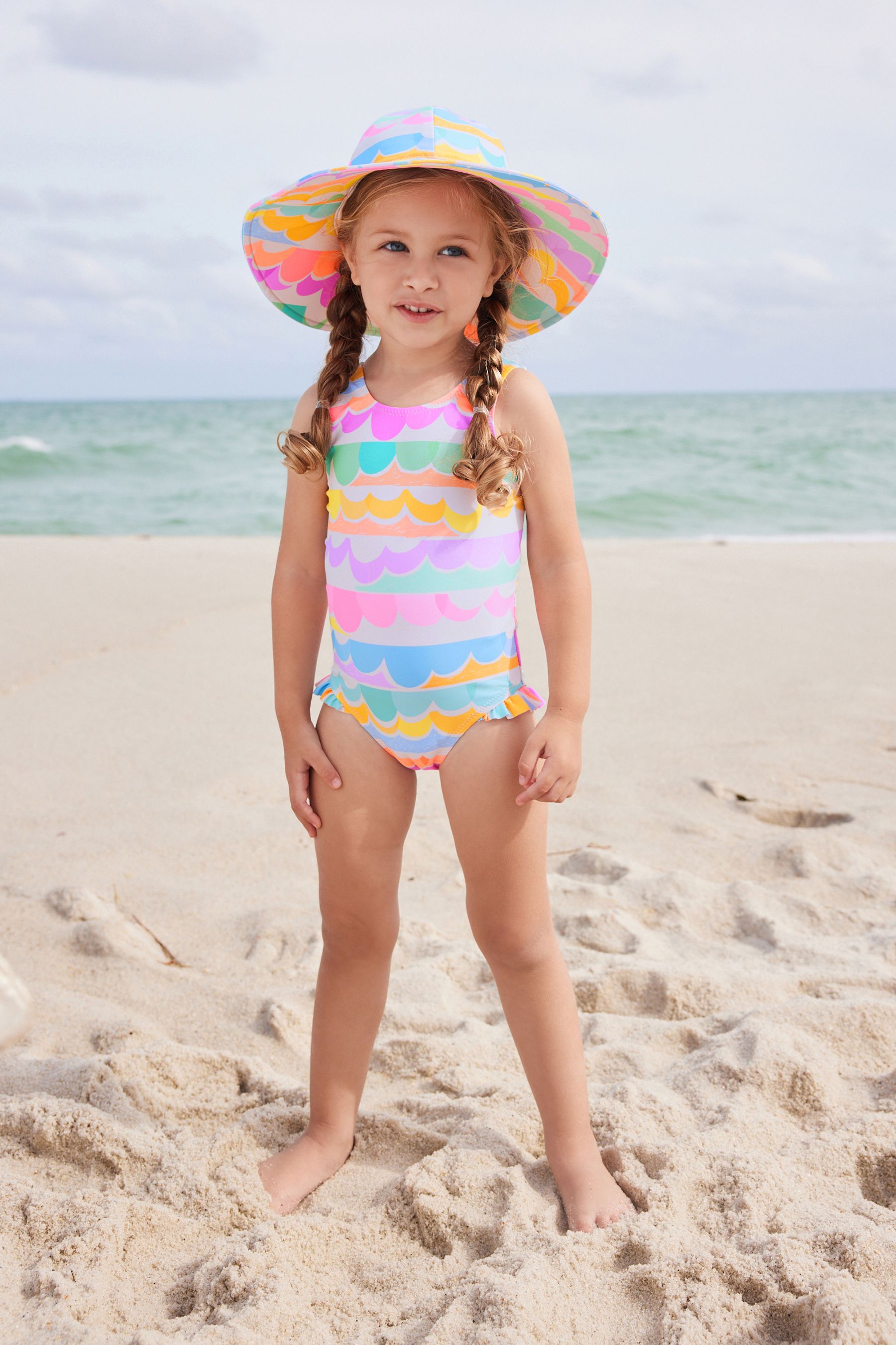 Buy Multi Scallop Rainbow Frill Swimsuit 3mths 7yrs From The Next Uk