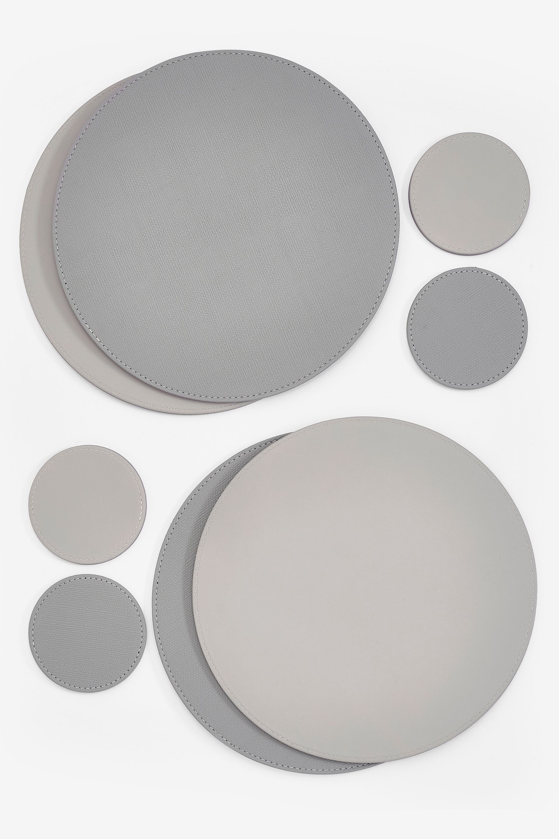 Buy Set of 4 Grey Reversible Faux Leather Placemats and Coasters Set ...