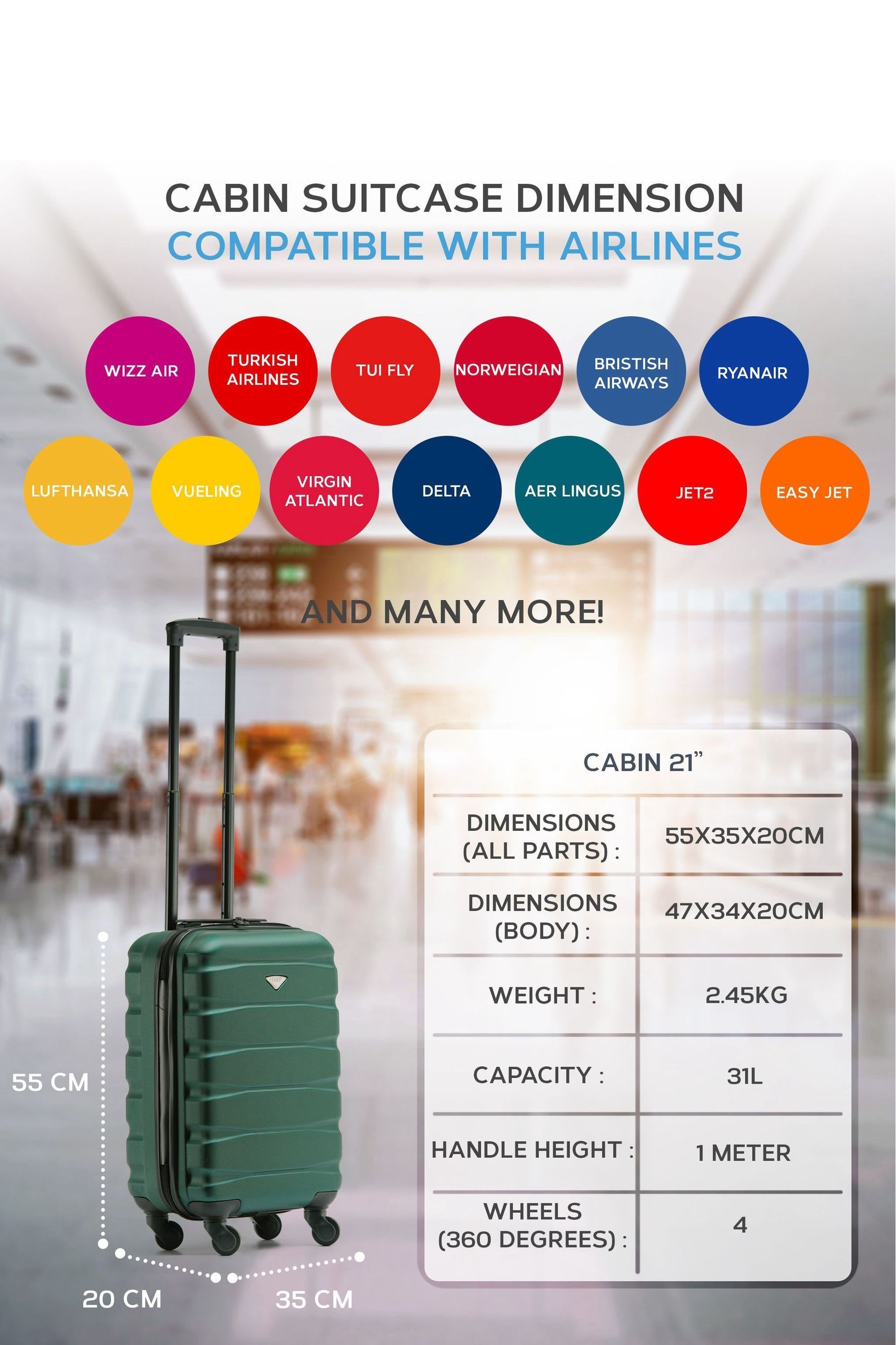 Buy Flight Knight Hard Shell ABS Easyjet Size Cabin Carry On Case from ...