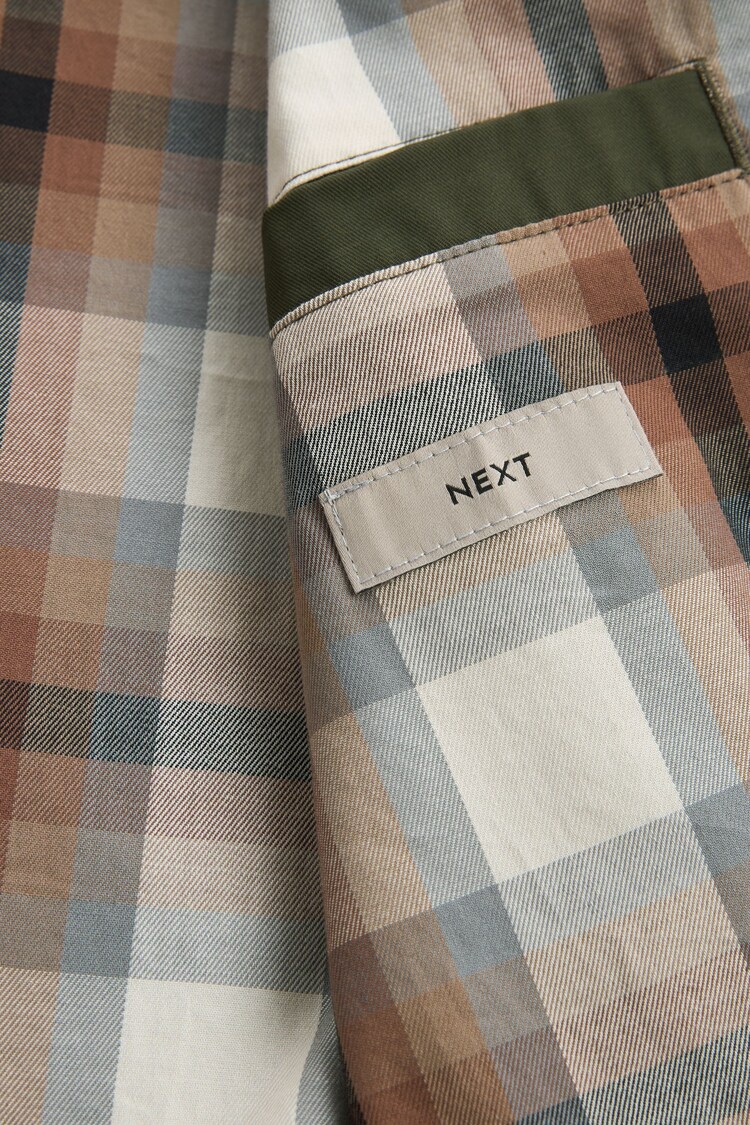 Buy Khaki Green Shower Resistant Check Lining Harrington Jacket from ...