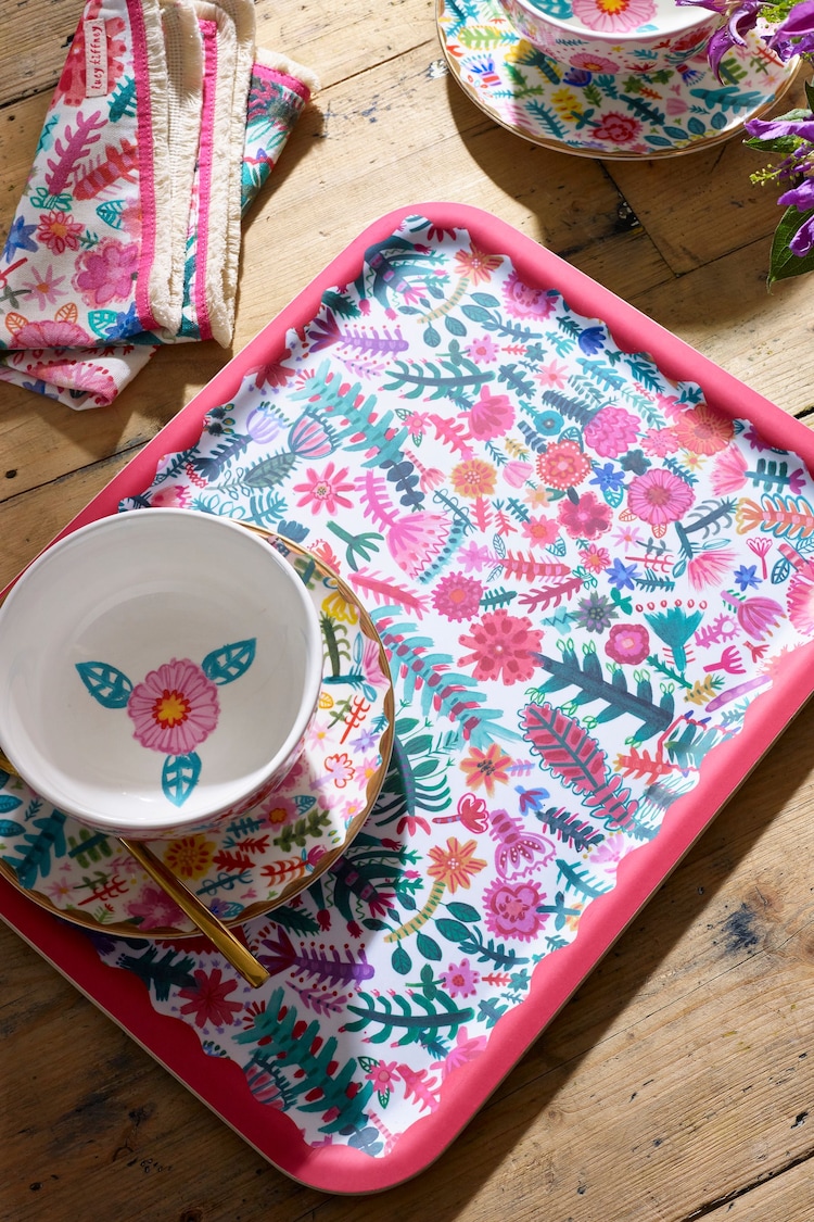 Buy Lucy Tiffney Floral Wood Veneer Tray with Anti Slip Finish from the ...