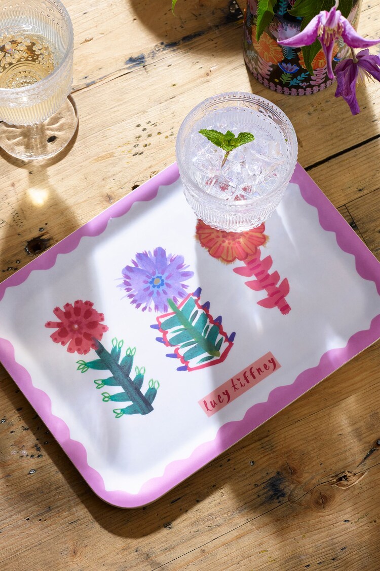 Buy Lucy Tiffney Floral Wood Veneer Tray with Anti Slip Finish from the ...