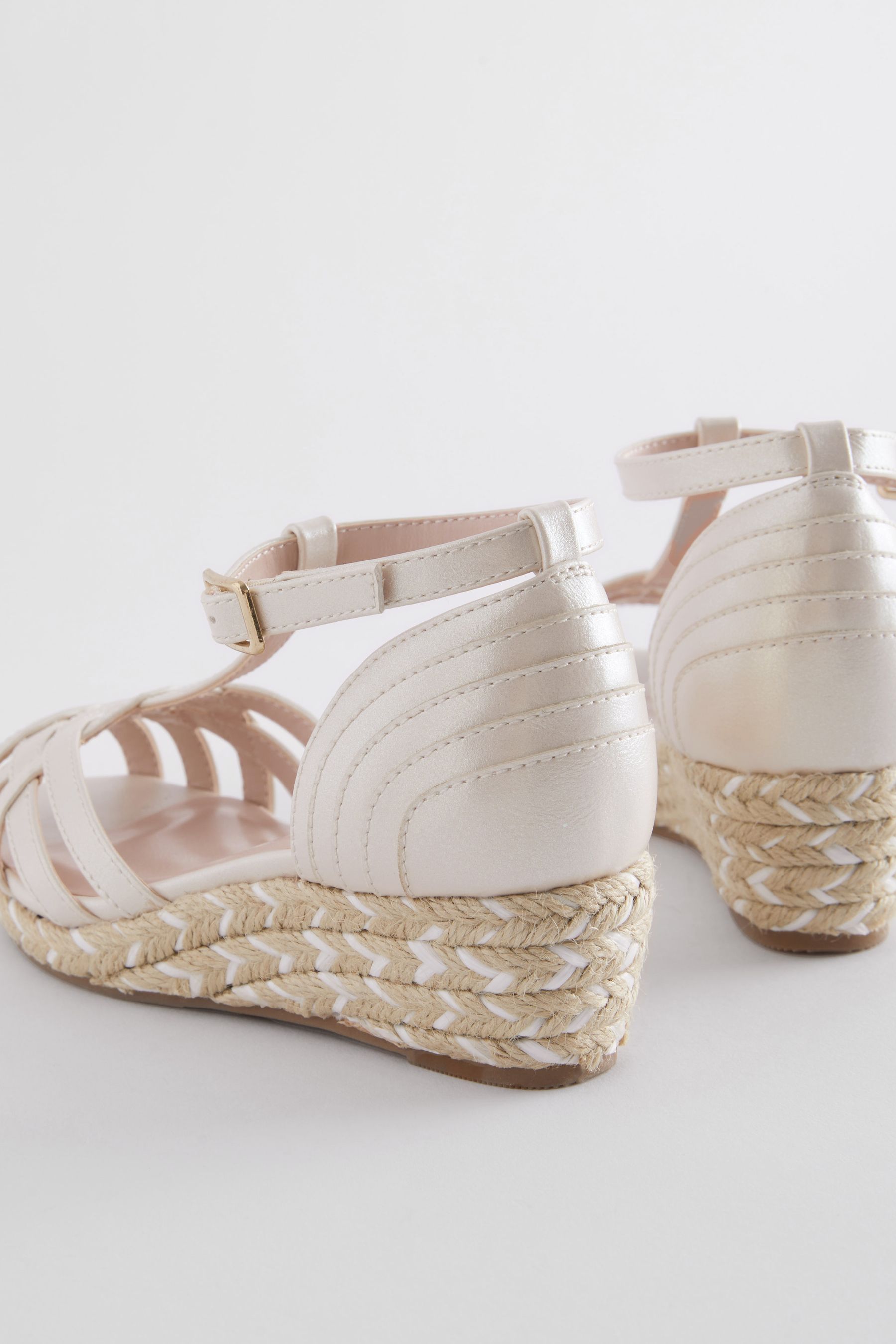 Buy White Shimmer Woven Wedge Ankle Strap Sandals from Next Australia