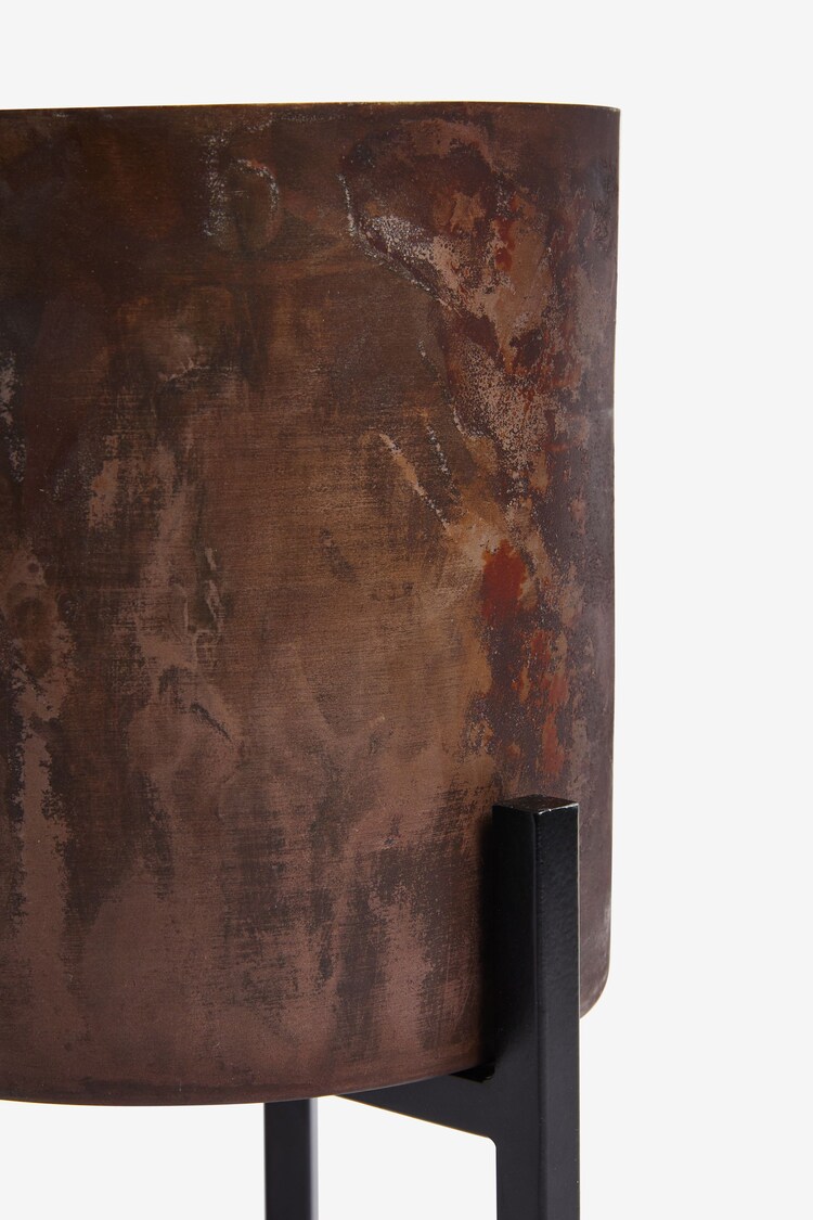 Buy French Connection Black/Bronze Patina Metal Stand Plant Pot from ...