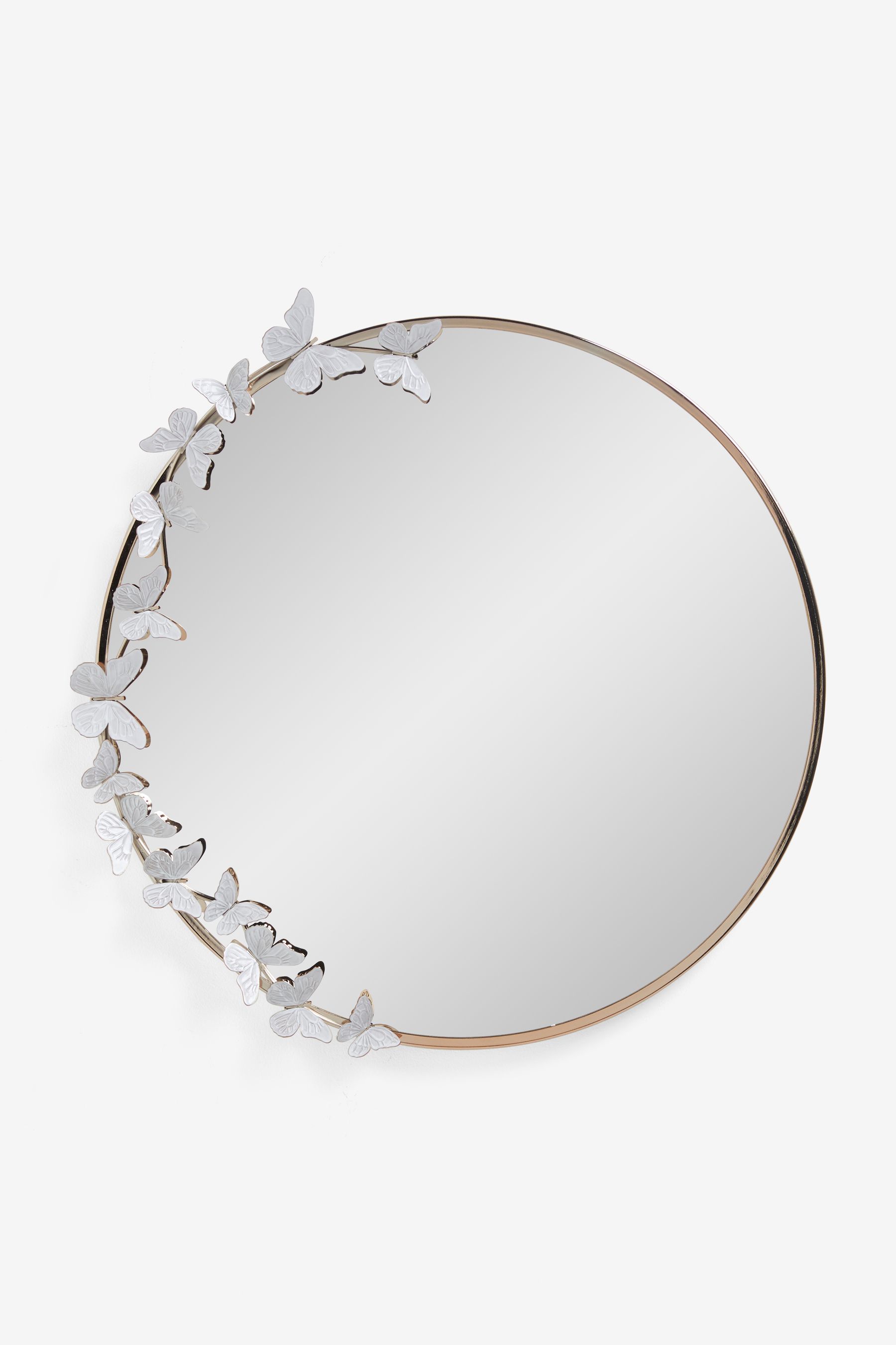 Buy Champagne Gold Round Butterfly Wall Mirror from Next Australia