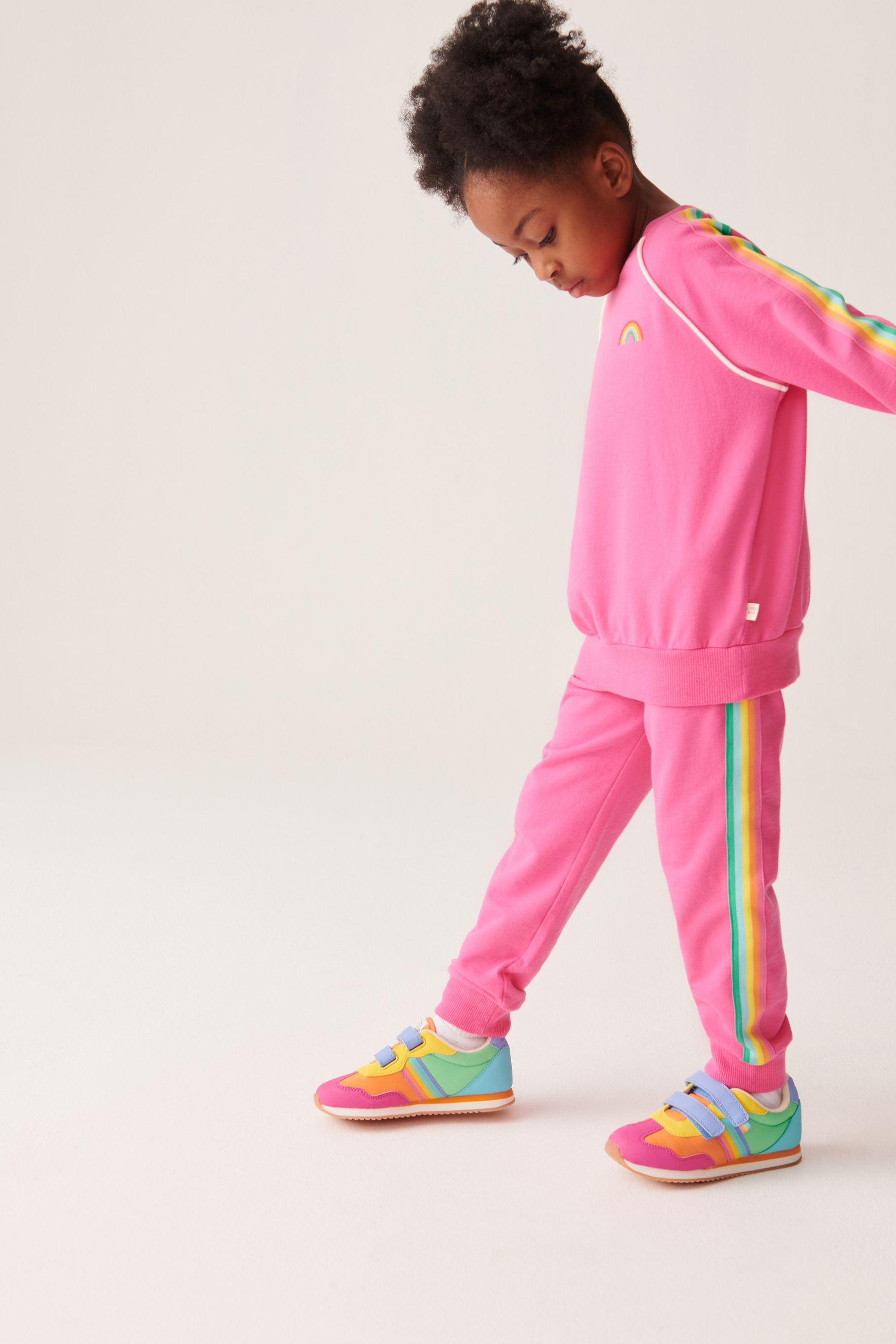 Buy Little Bird by Jools Oliver Pink Rainbow Sweatshirt and Jogger Set ...