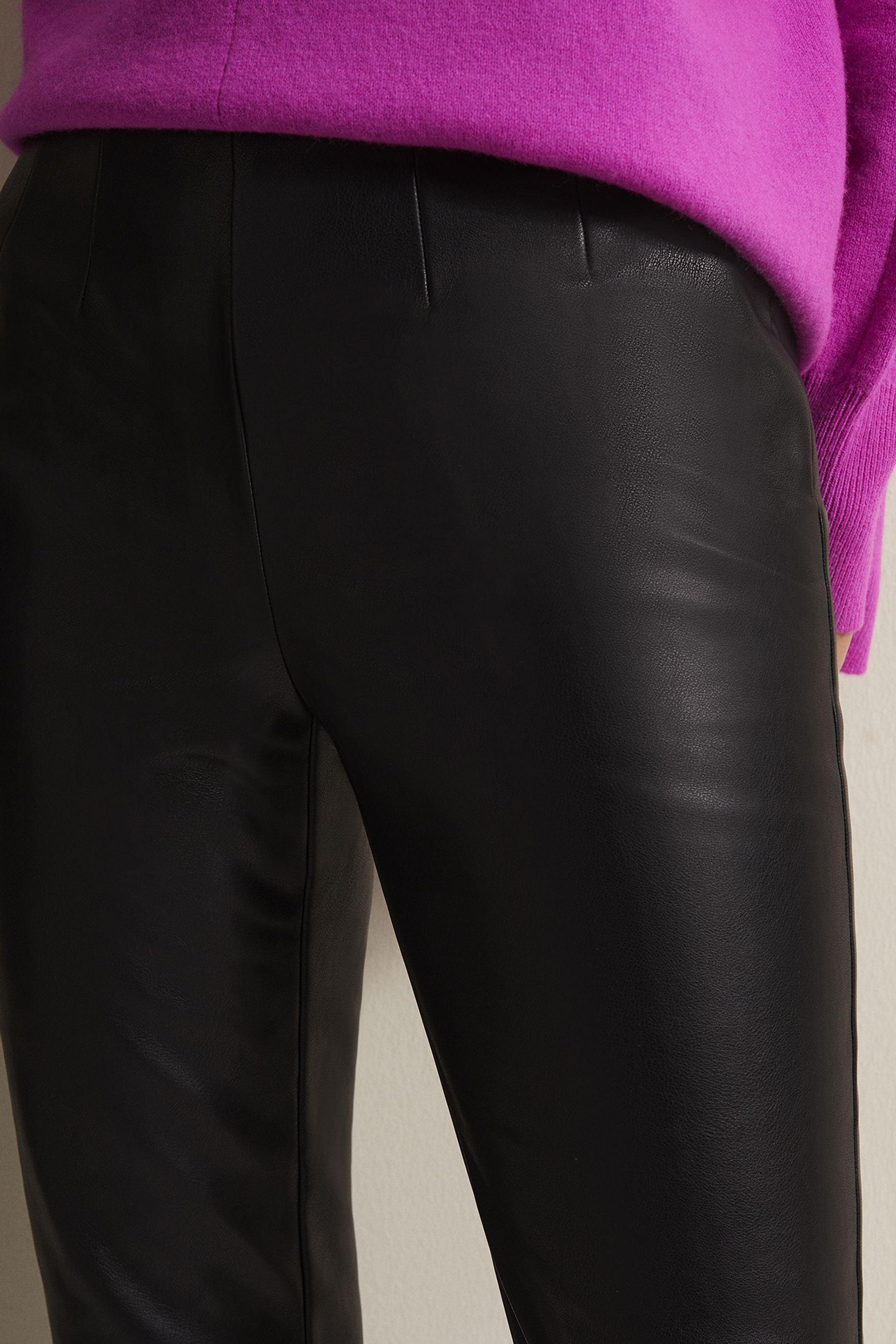 Buy Phase Eight Black Faux Leather Marielle Cropped Trousers from the ...