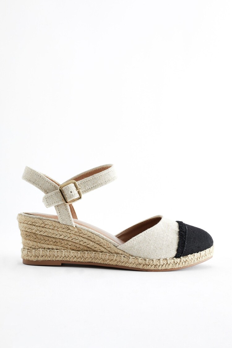 Buy Neutral Extra Wide Fit Forever Comfort Toe Cap Closed Toe Wedges ...