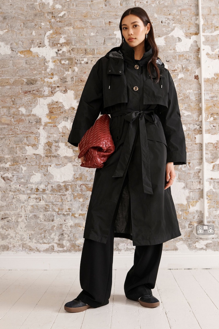 Buy Black Waterproof Trench Longline Coat from the Next UK online shop
