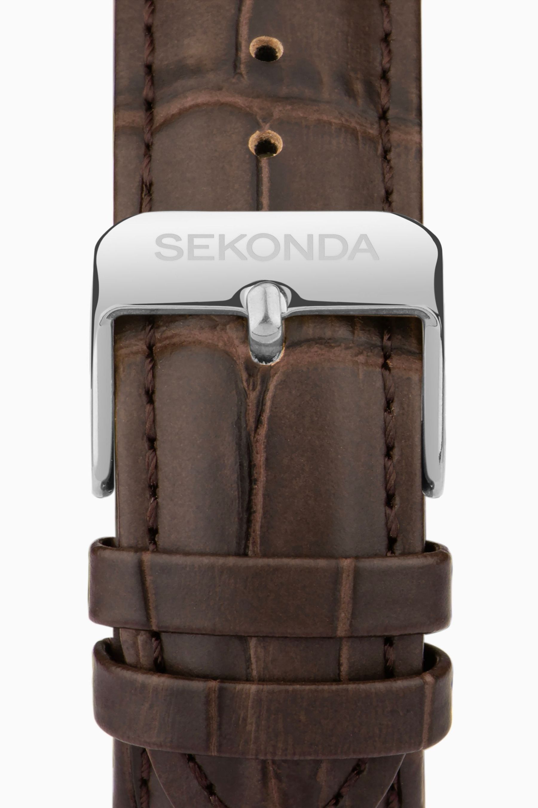 Buy Sekonda Mens Armstrong Brown Leather Strap Moon Phase Watch from ...