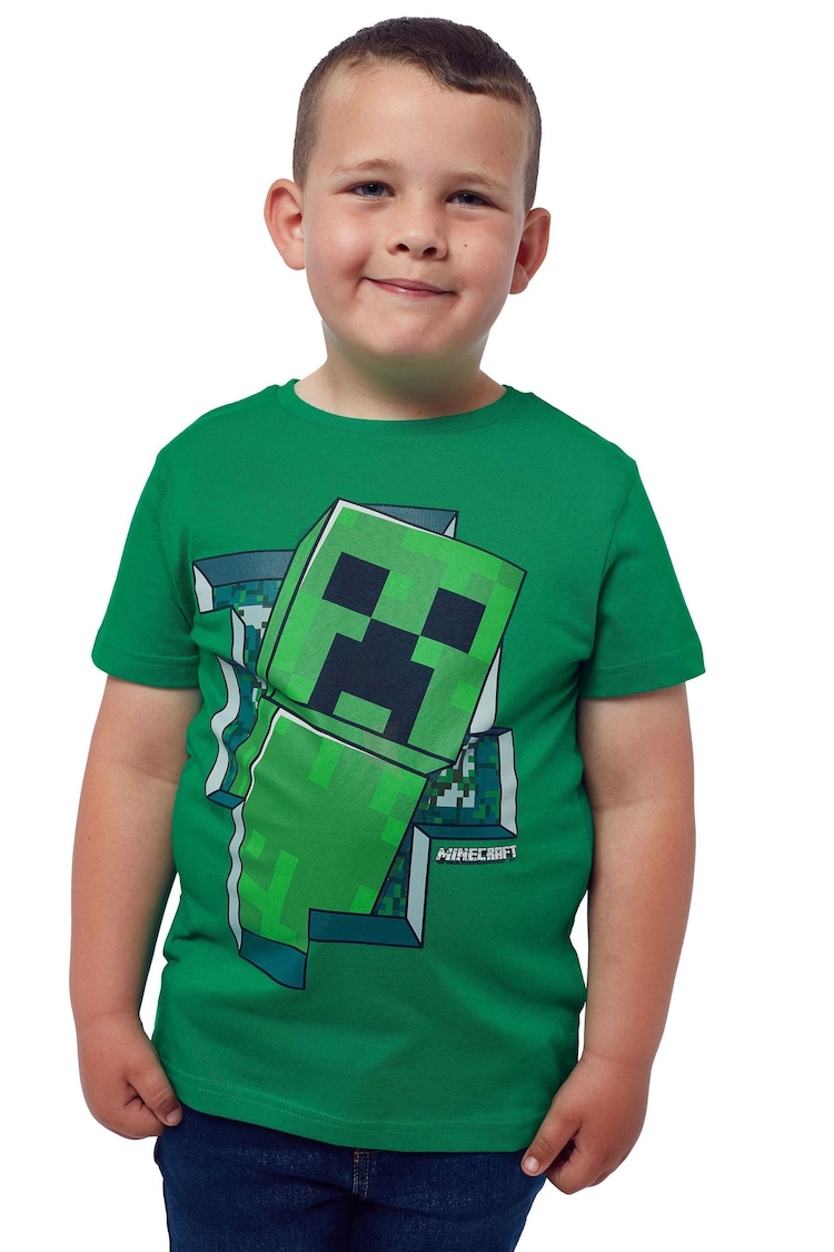 Buy Character Green 100% Cotton Minecraft Creeper T-Shirt from the Next ...