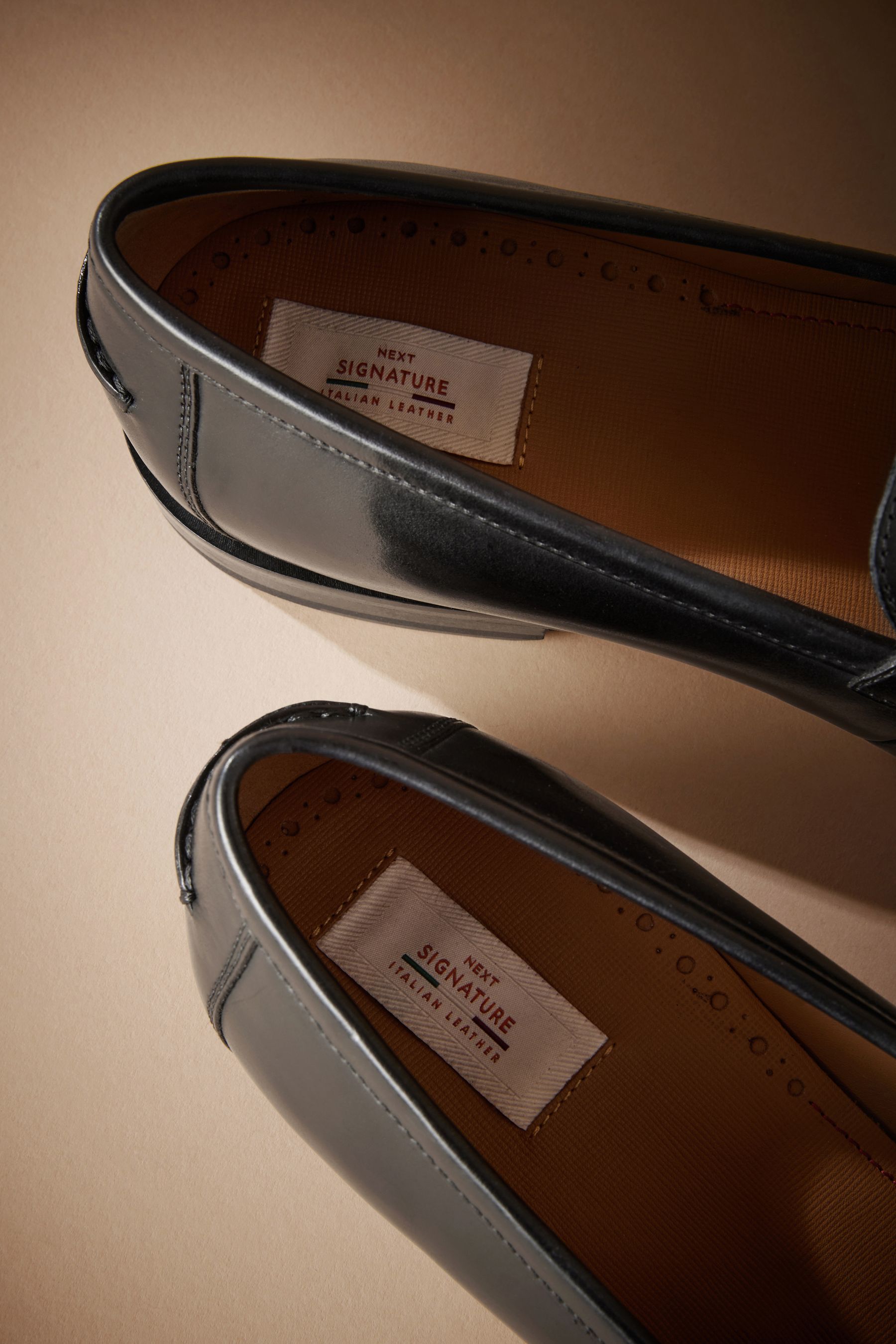 Buy Black Signature Italian Leather Penny Loafers from the Next UK ...