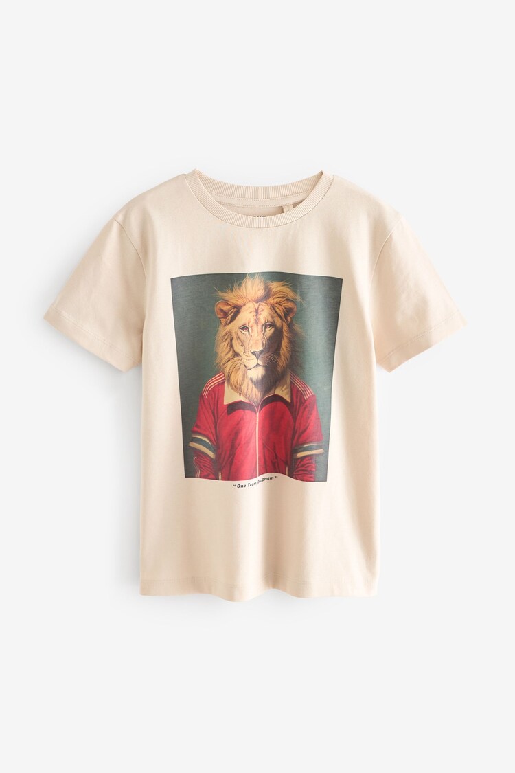 Buy Stone Football Lion 100% Cotton Short Sleeve Graphic T-Shirt (3 ...