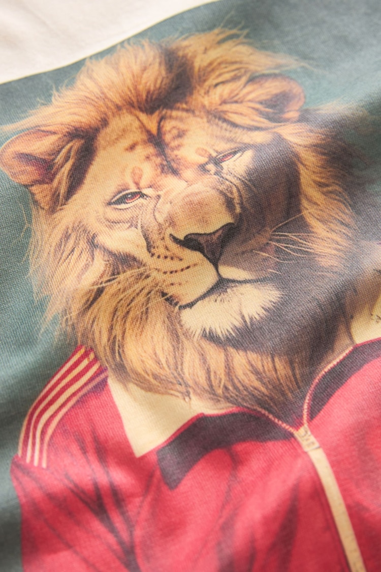 Buy Stone Football Lion 100% Cotton Short Sleeve Graphic T-Shirt (3 ...