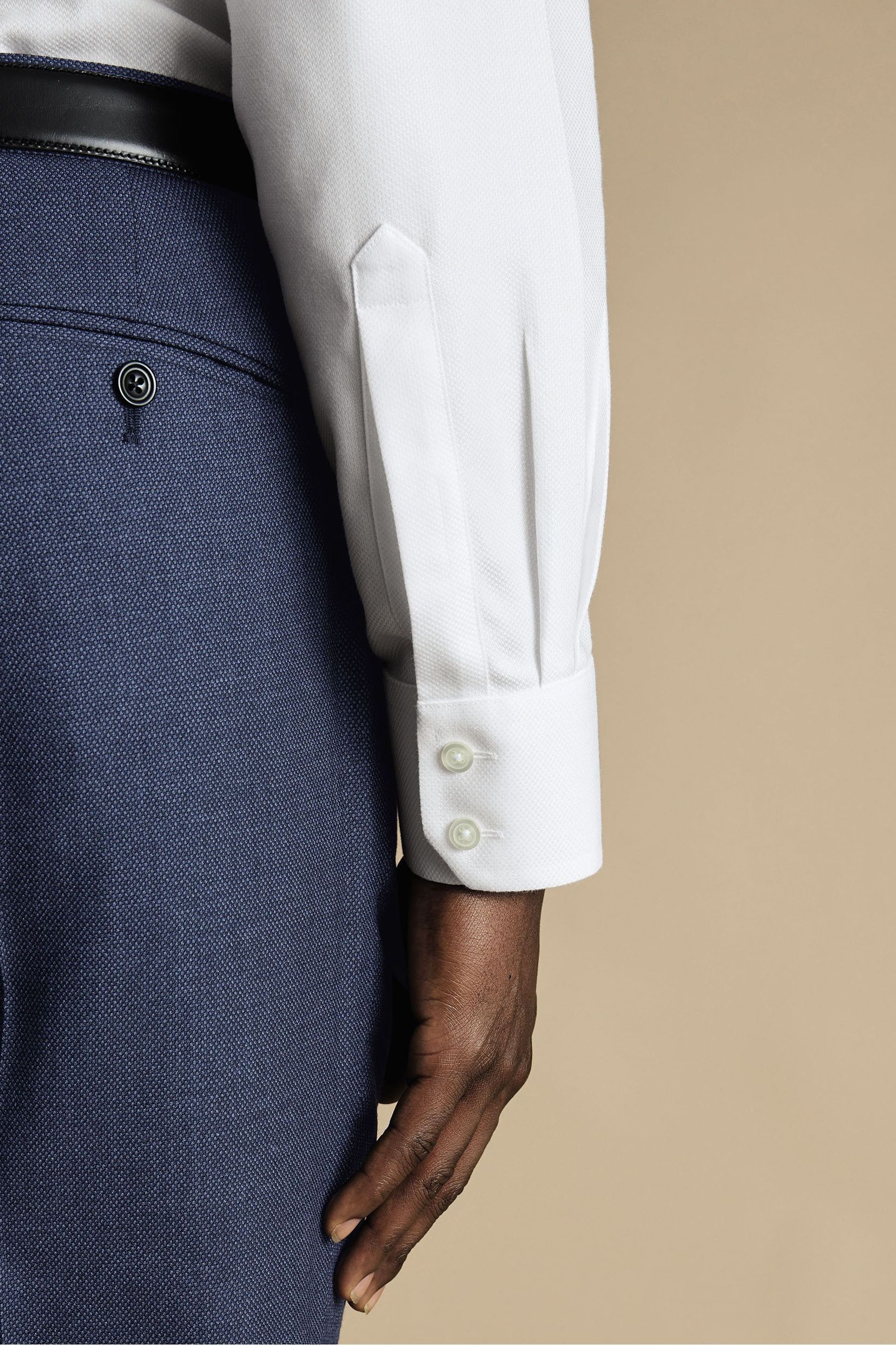 Buy Charles Tyrwhitt White Non-iron Mayfair Weave Cutaway Slim Fit 100% ...