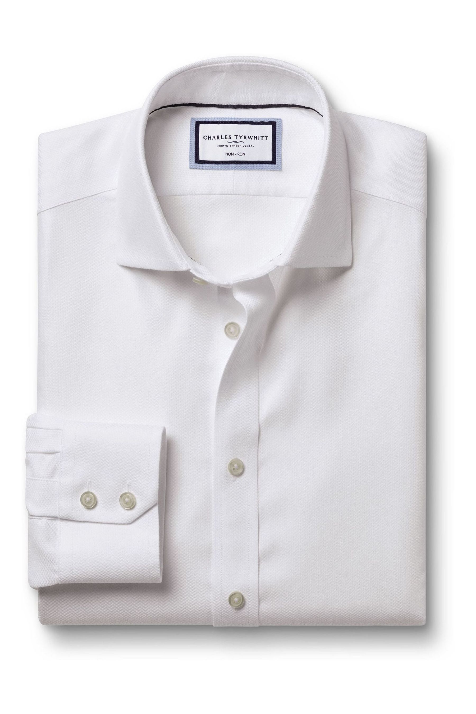 Buy Charles Tyrwhitt White Non-iron Mayfair Weave Cutaway Slim Fit 100% ...