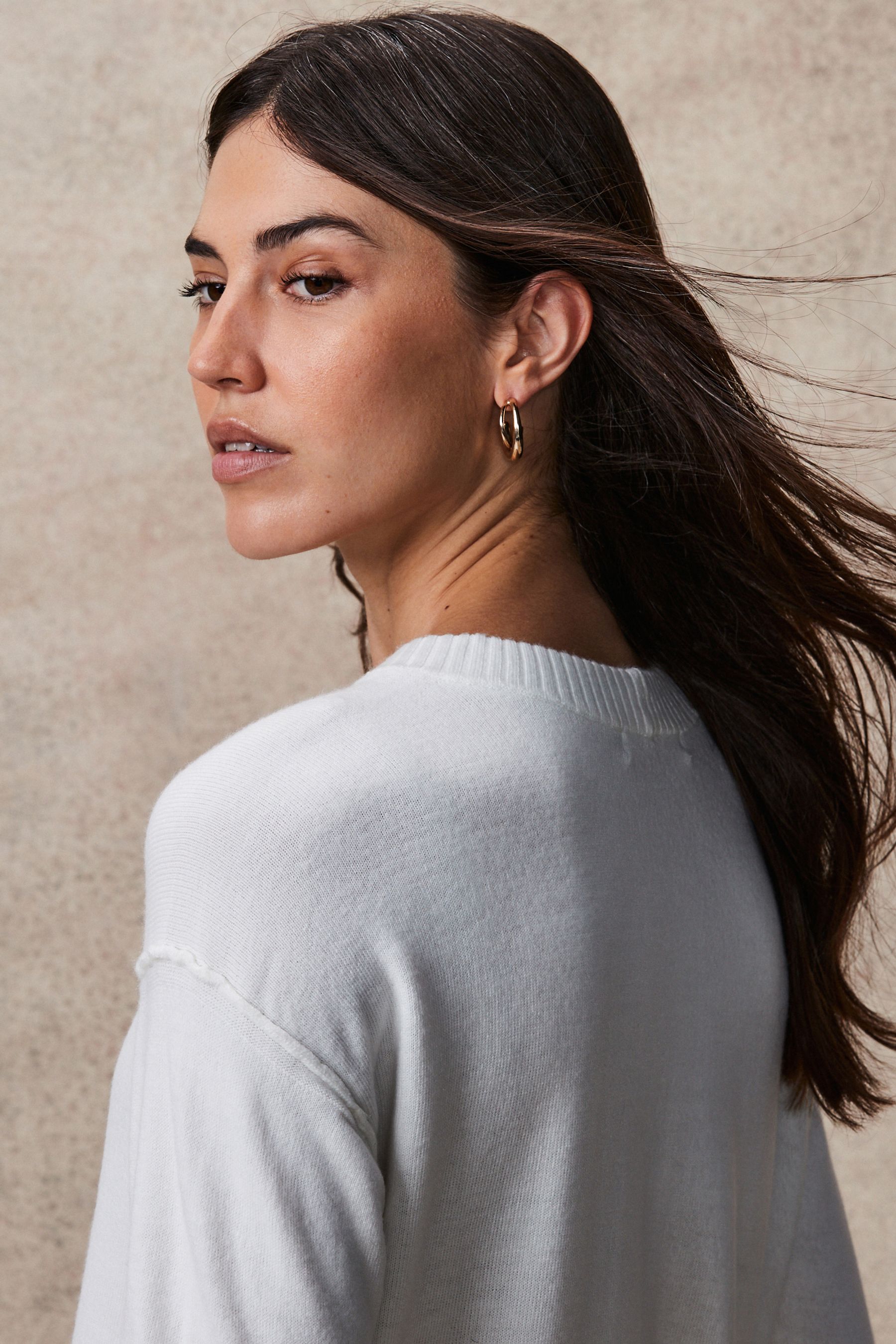 Buy Ecru White Soft Touch Pattern Knitted Cosy Crew Neck Jumper from ...