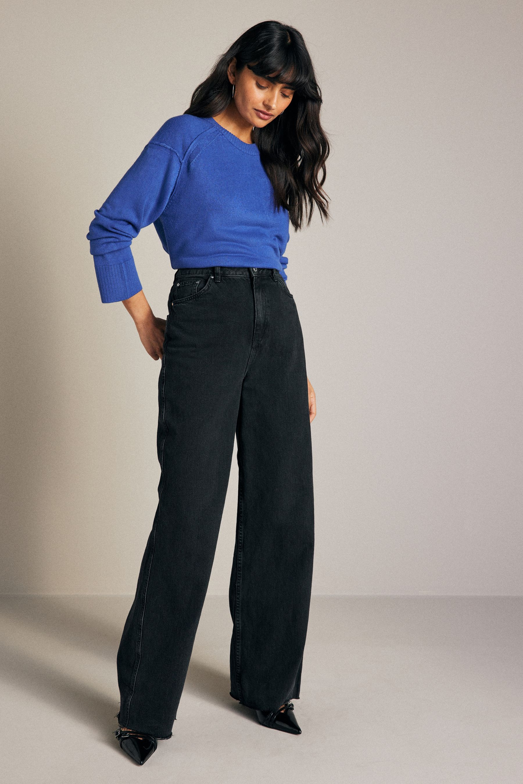 Buy Cobalt Blue Soft Touch Pattern Knitted Cosy Crew Neck Jumper from ...