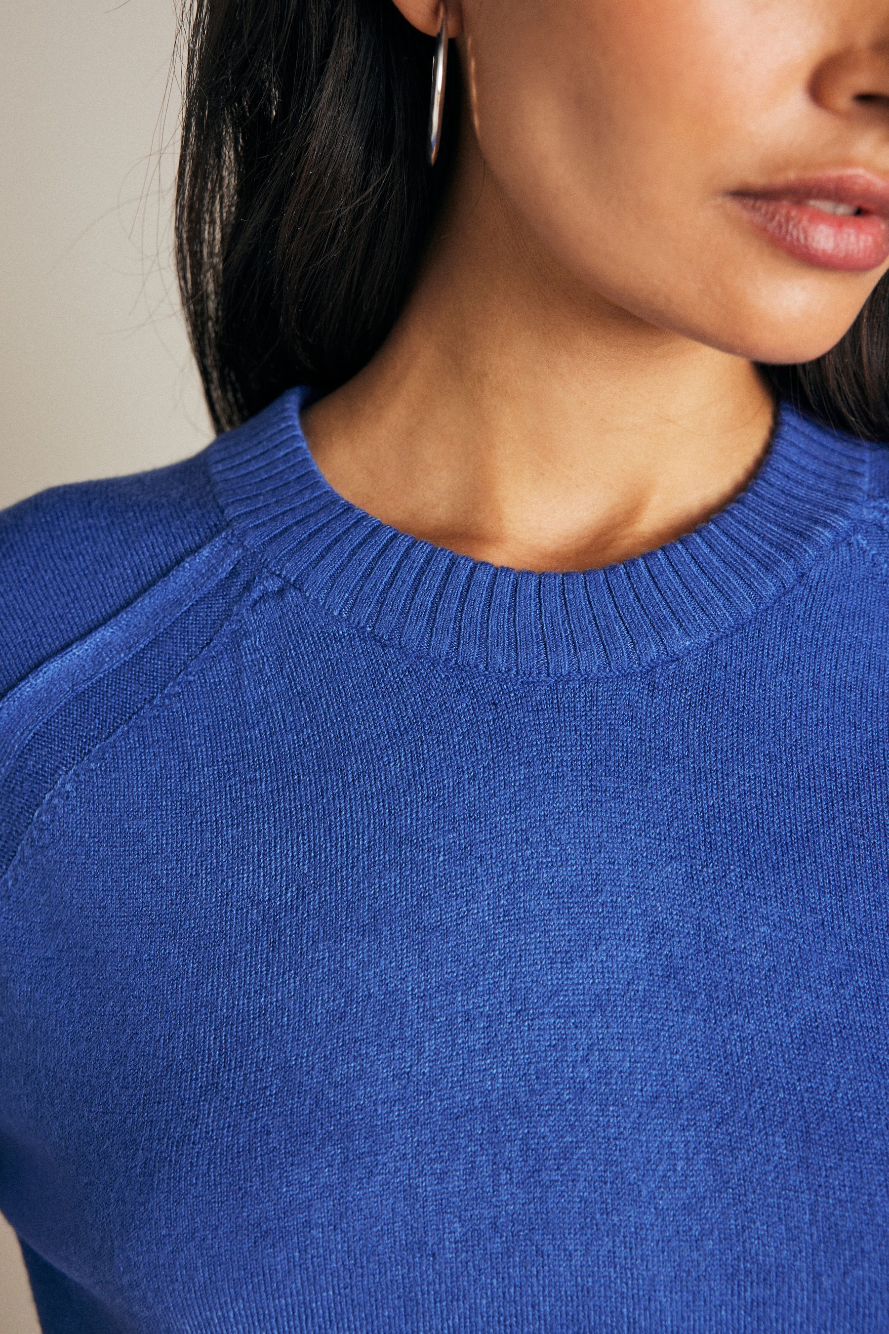 Buy Cobalt Blue Soft Touch Pattern Knitted Cosy Crew Neck Jumper from ...