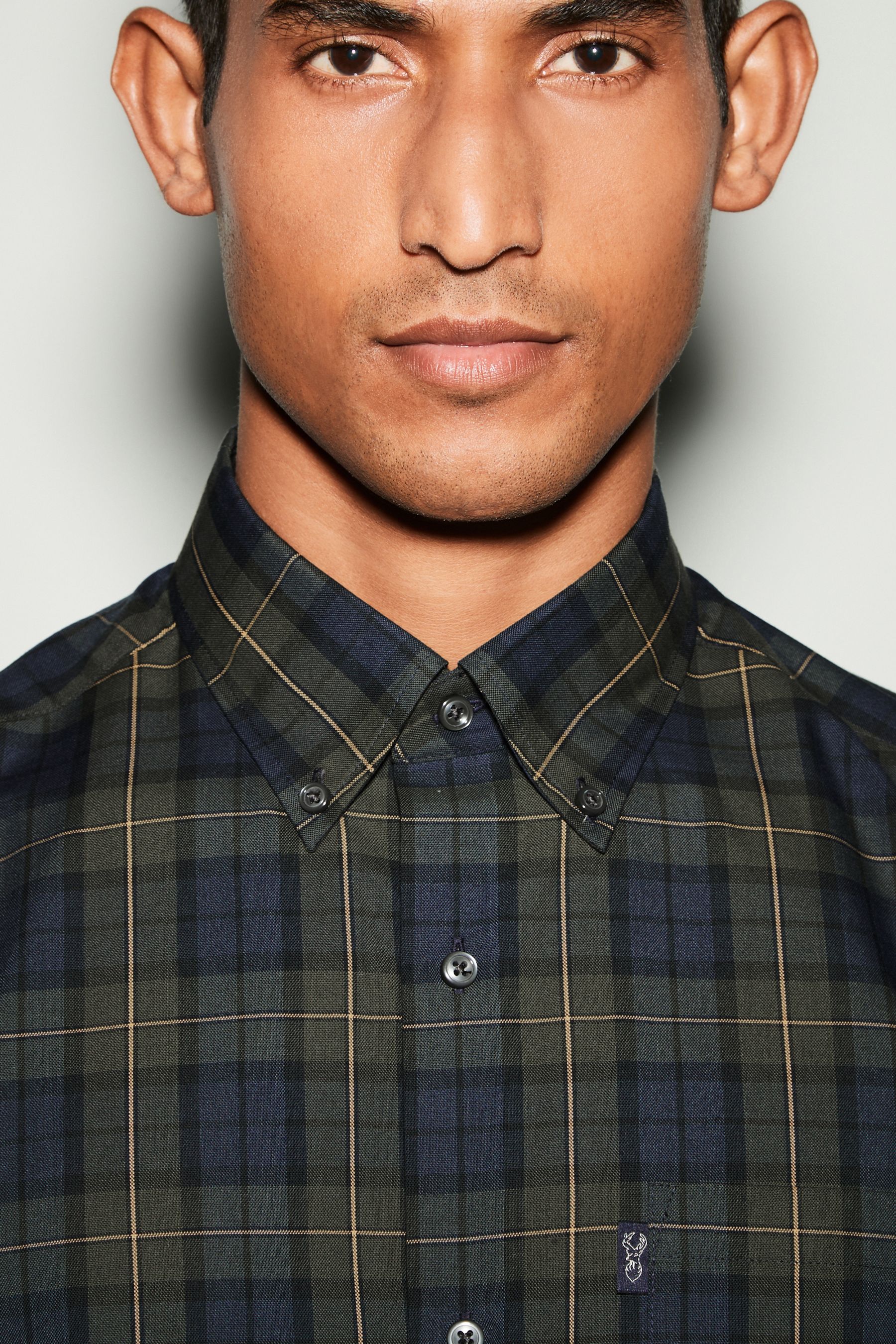 Buy Black Watch Check Regular Fit Easy Iron Button Down Oxford Shirt ...