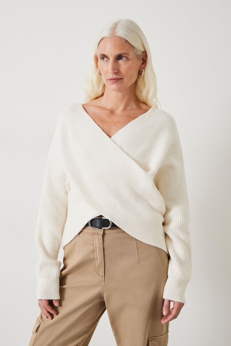 Buy Hush White Bronte Cross Front Knit Jumper from the Next UK online shop