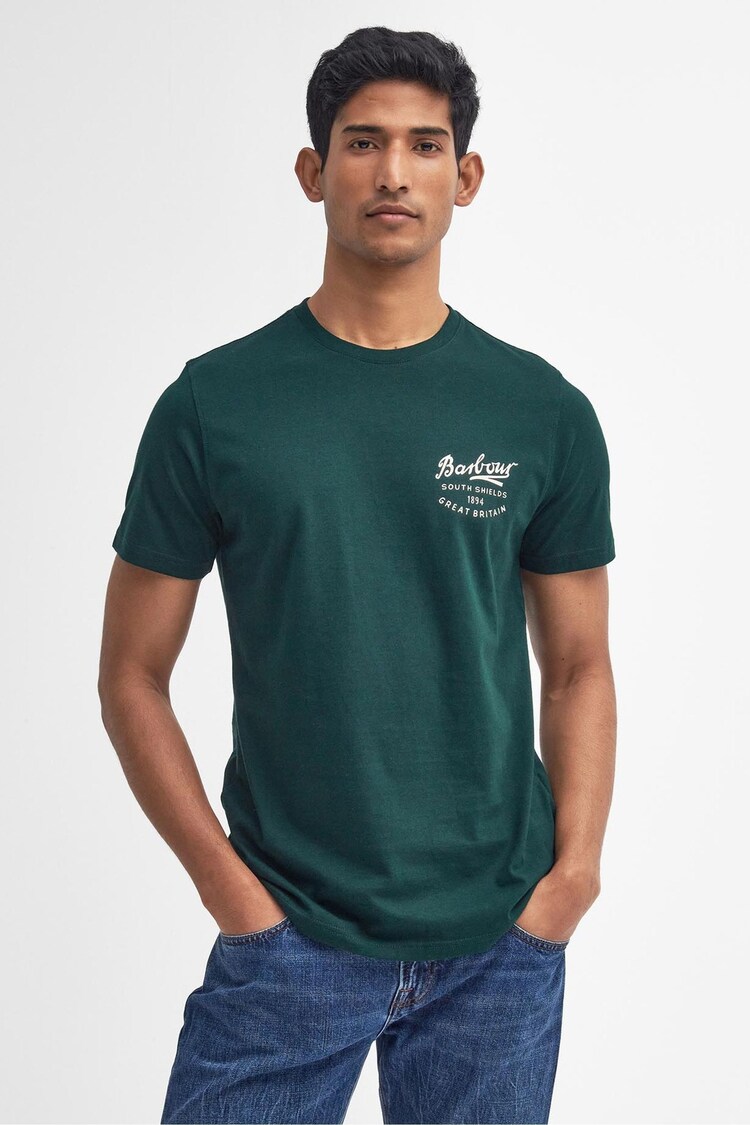 Buy Barbour® Green Script Graphic 100% Cotton T-Shirt from the Next UK ...