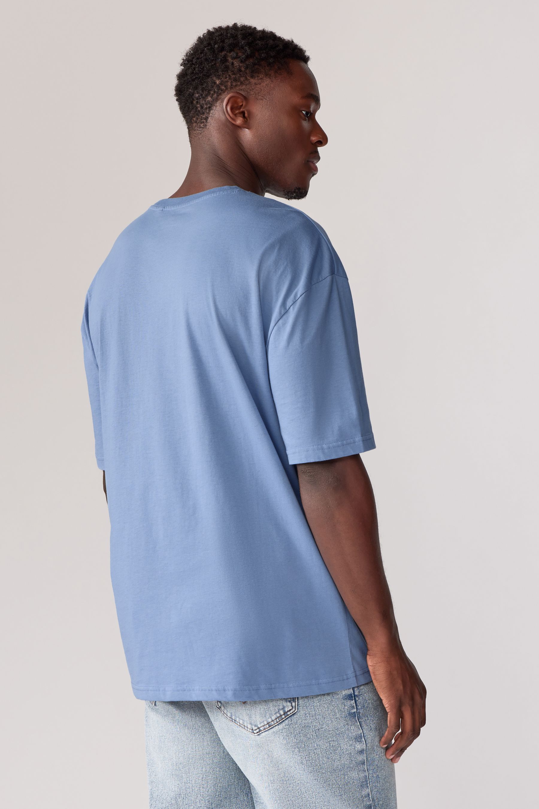 Buy Blues/Green/Purple/Neutral Relaxed Fit 100% Cotton Relaxed T-Shirts ...