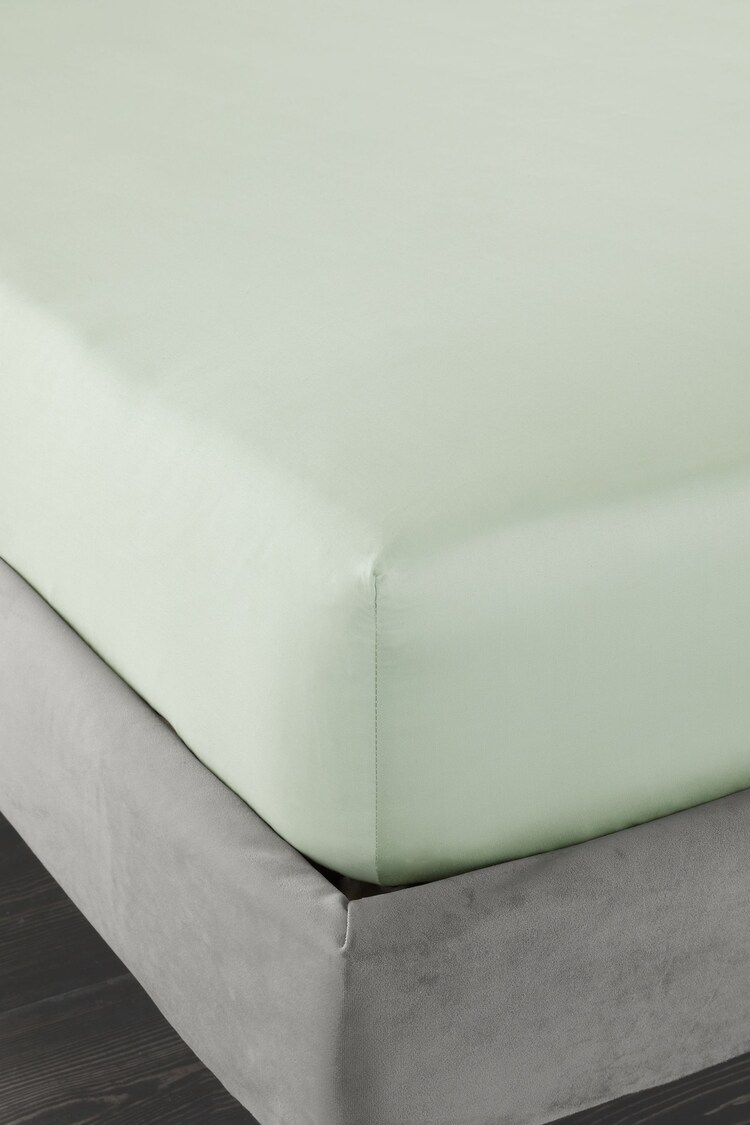 Buy Bianca Green 400 Thread Count 100% Cotton Sateen Fitted Sheet from ...