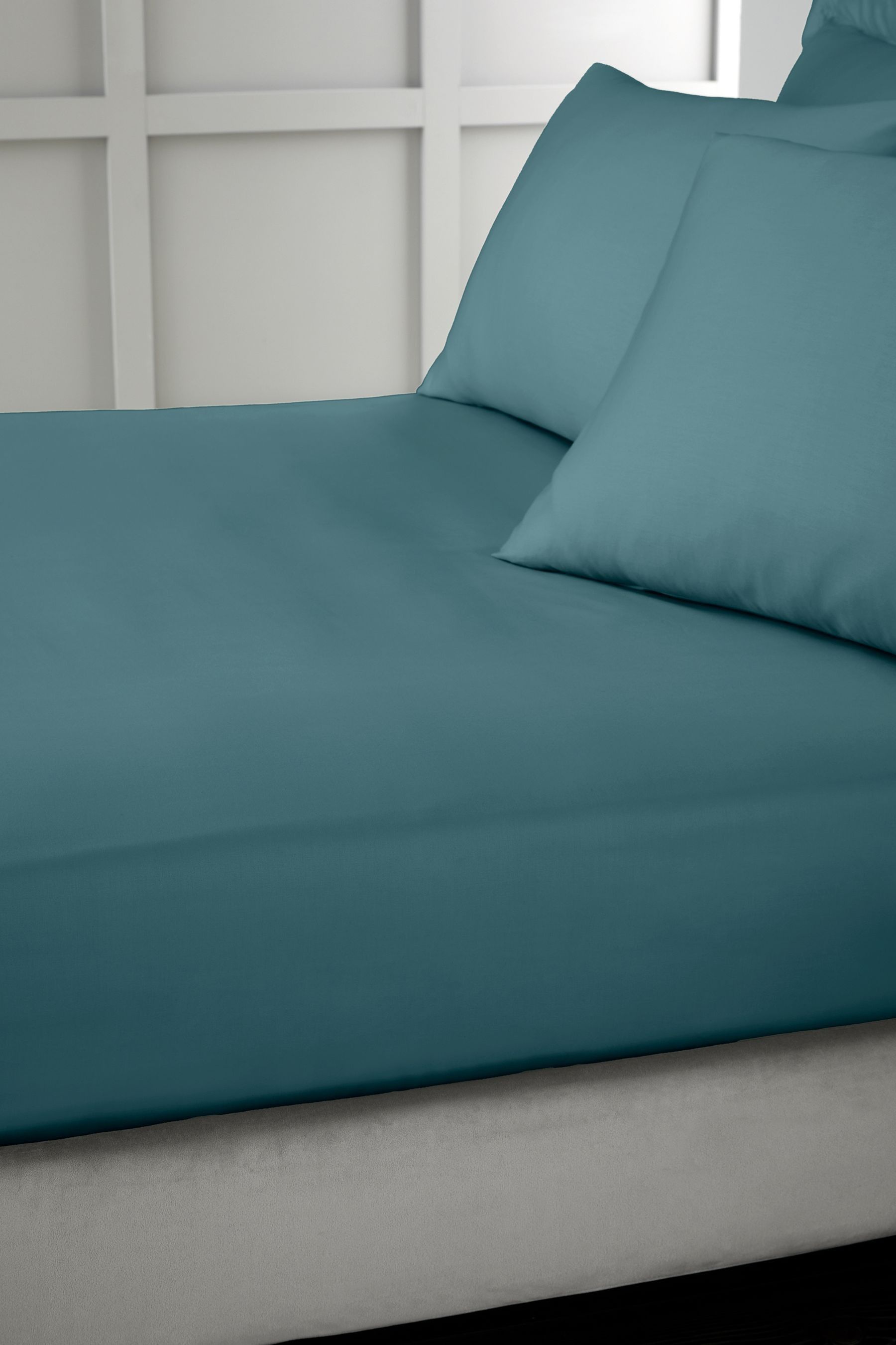 Buy Bianca Teal 400 Thread Count 100% Cotton Sateen Fitted Sheet from ...